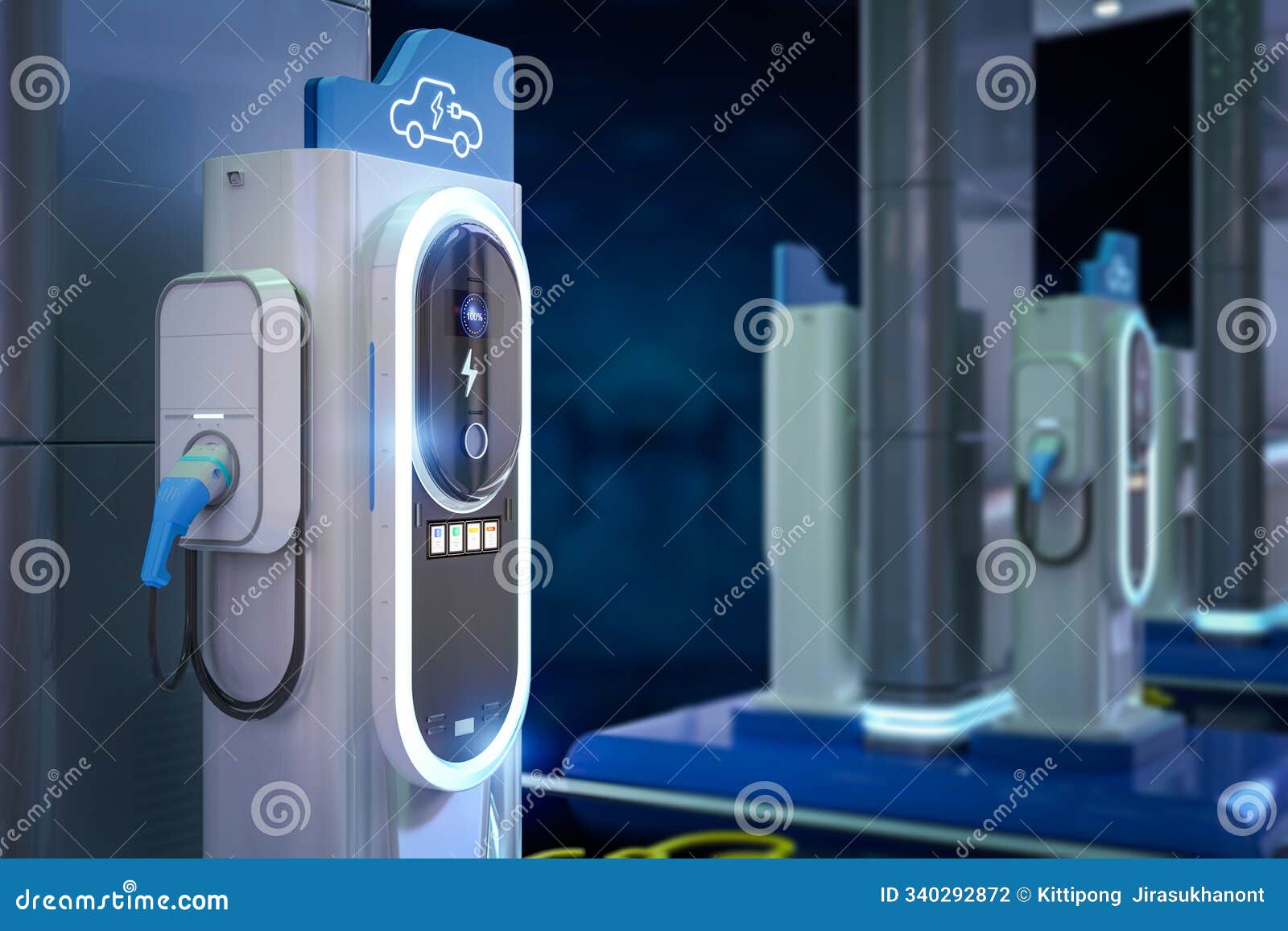 Group of Ev Charging Stations or Electric Vehicle Recharging Stations ...