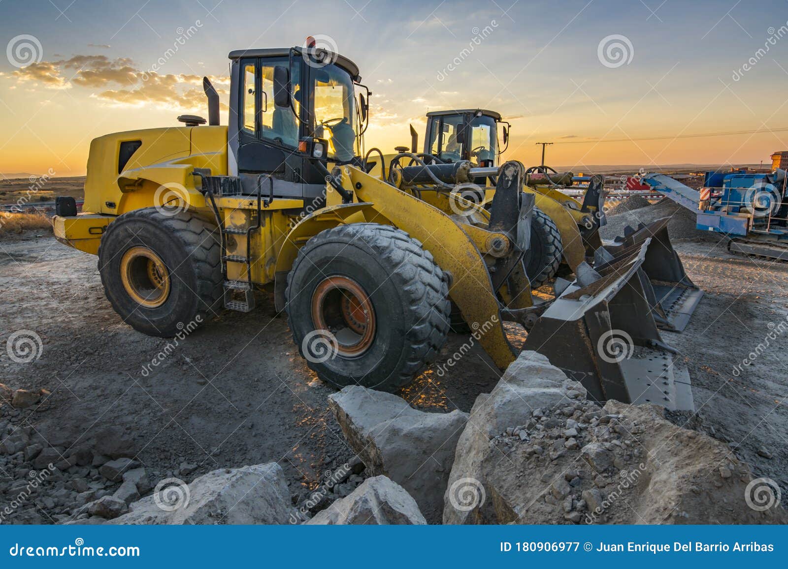 Group of Excavators in a Rock and Stone Quarry Stock Image - Image of ...