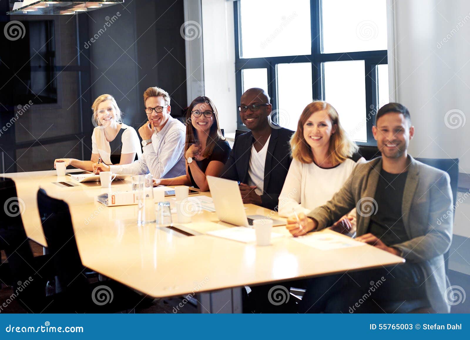 Group of Executives Smiling for Camera Stock Image - Image of black ...