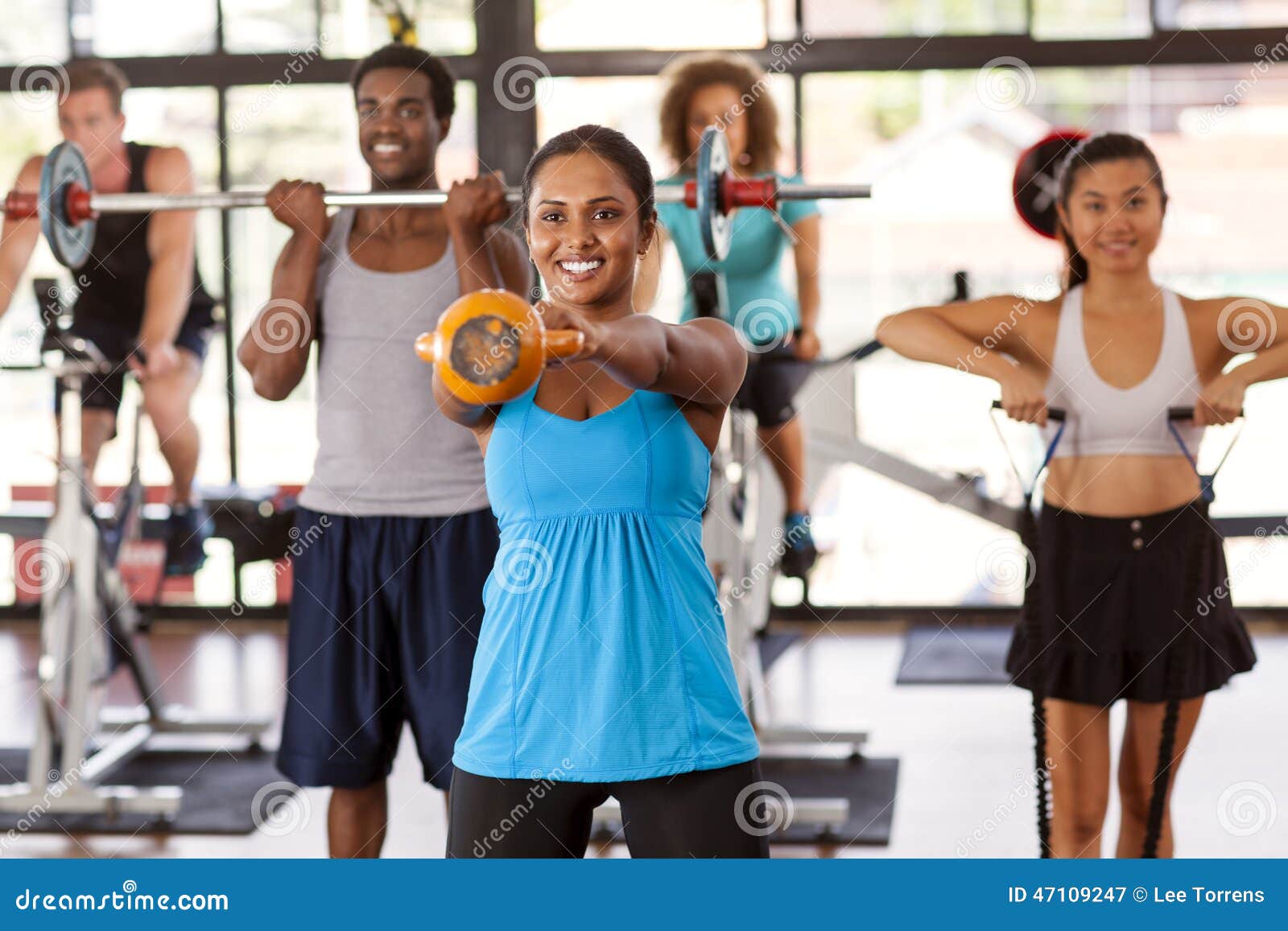 Group exercising in a gym stock image. Image of class - 47109247