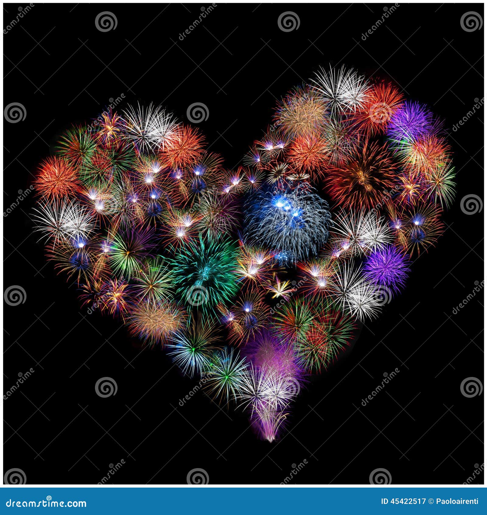A Group of Exploding Fireworks Shaped Like a Heart. Stock Image - Image ...