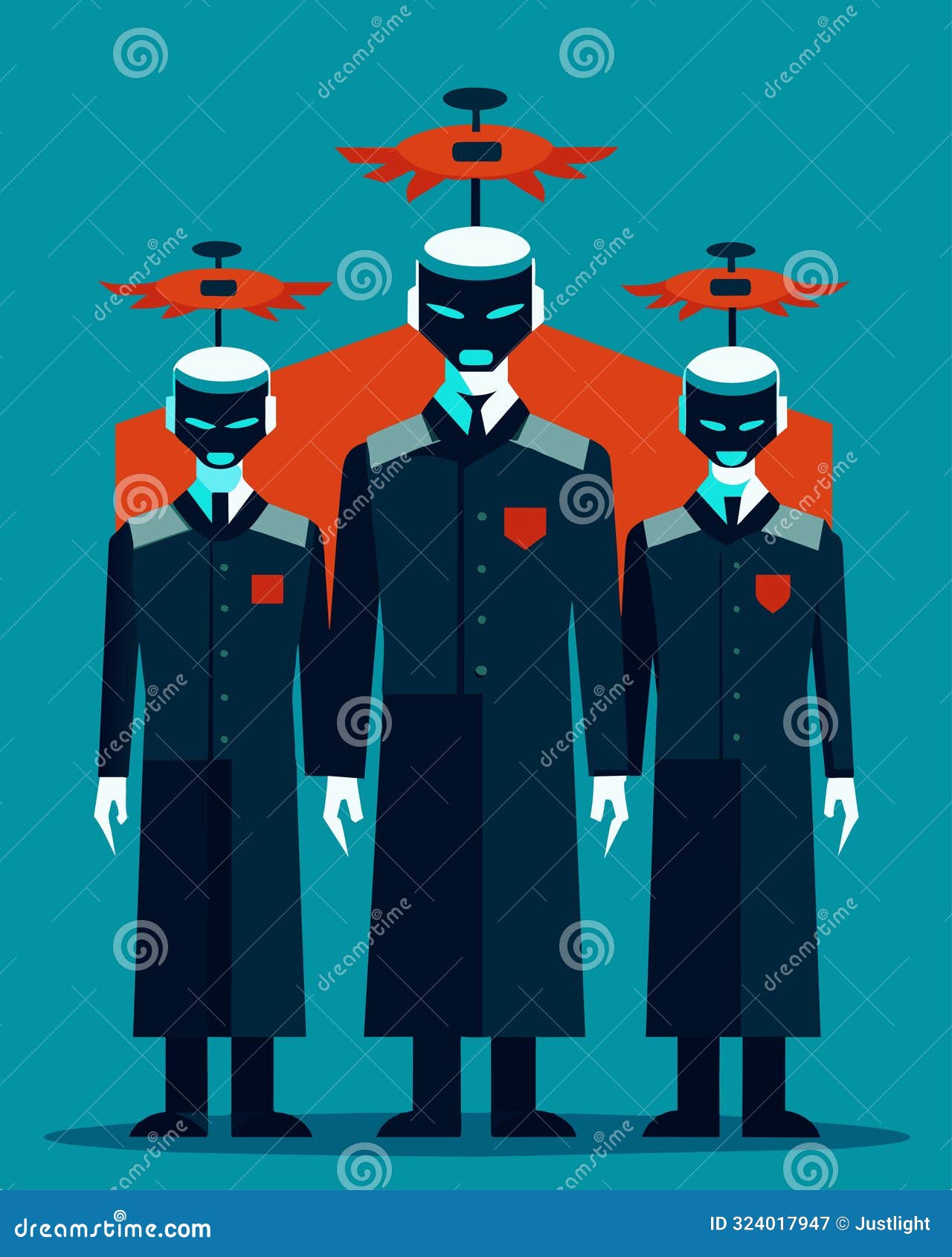 A Group of Faceless Figures Stand Together Their Identical Outfits and ...