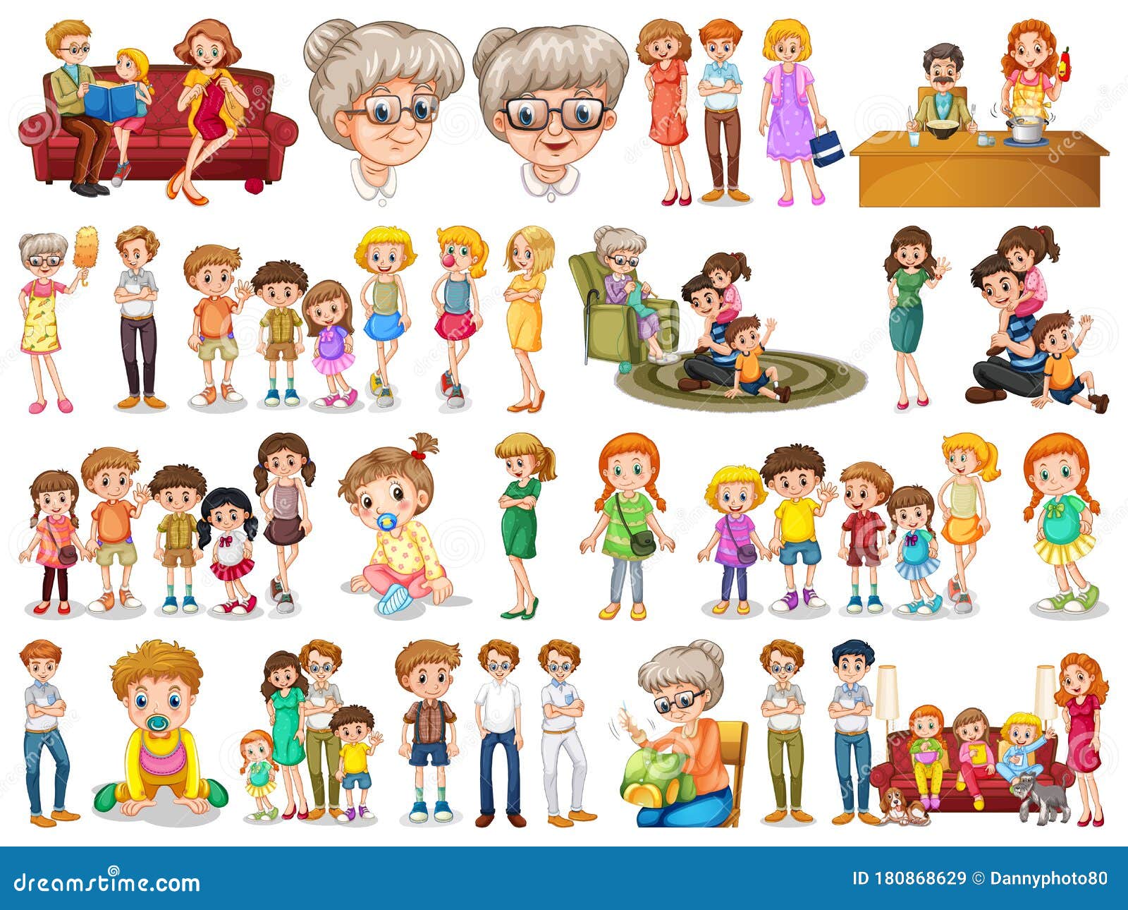 Group of Family Member Characters Stock Vector - Illustration of ...