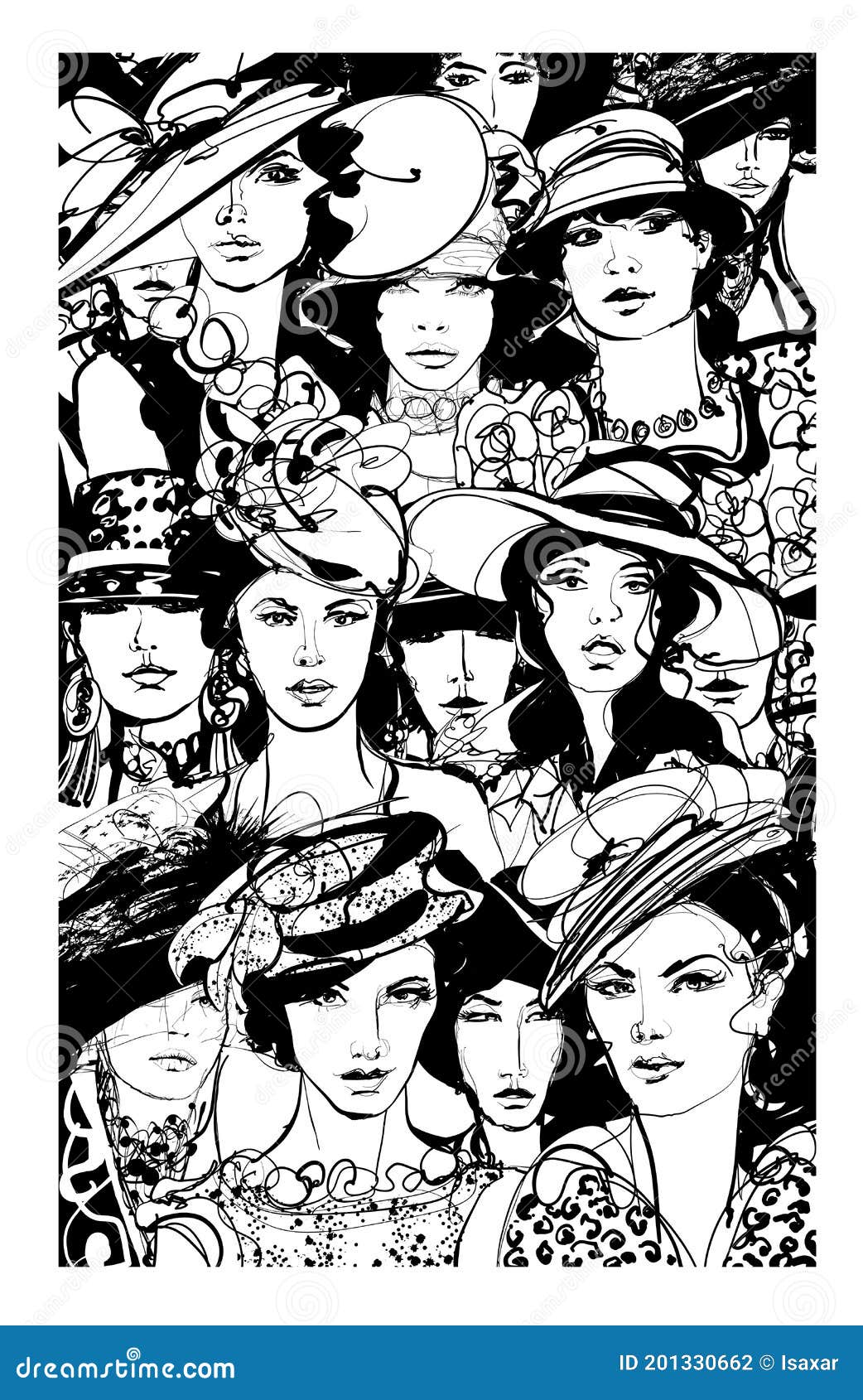 Group of a fashion models stock vector. Illustration of artwork - 201330662