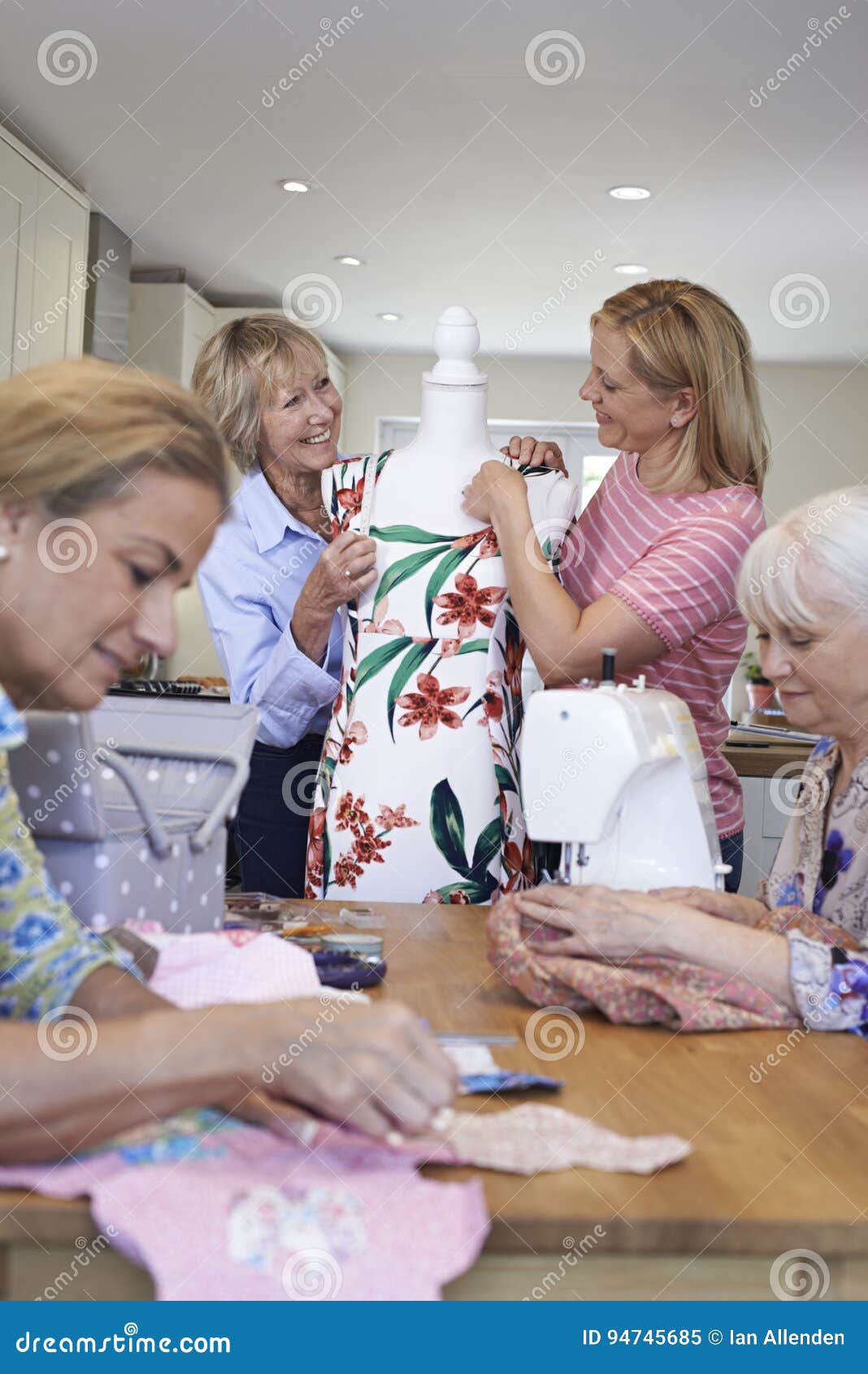 Group of Female Friends Meeting at Sewing Circle Stock Image - Image of ...