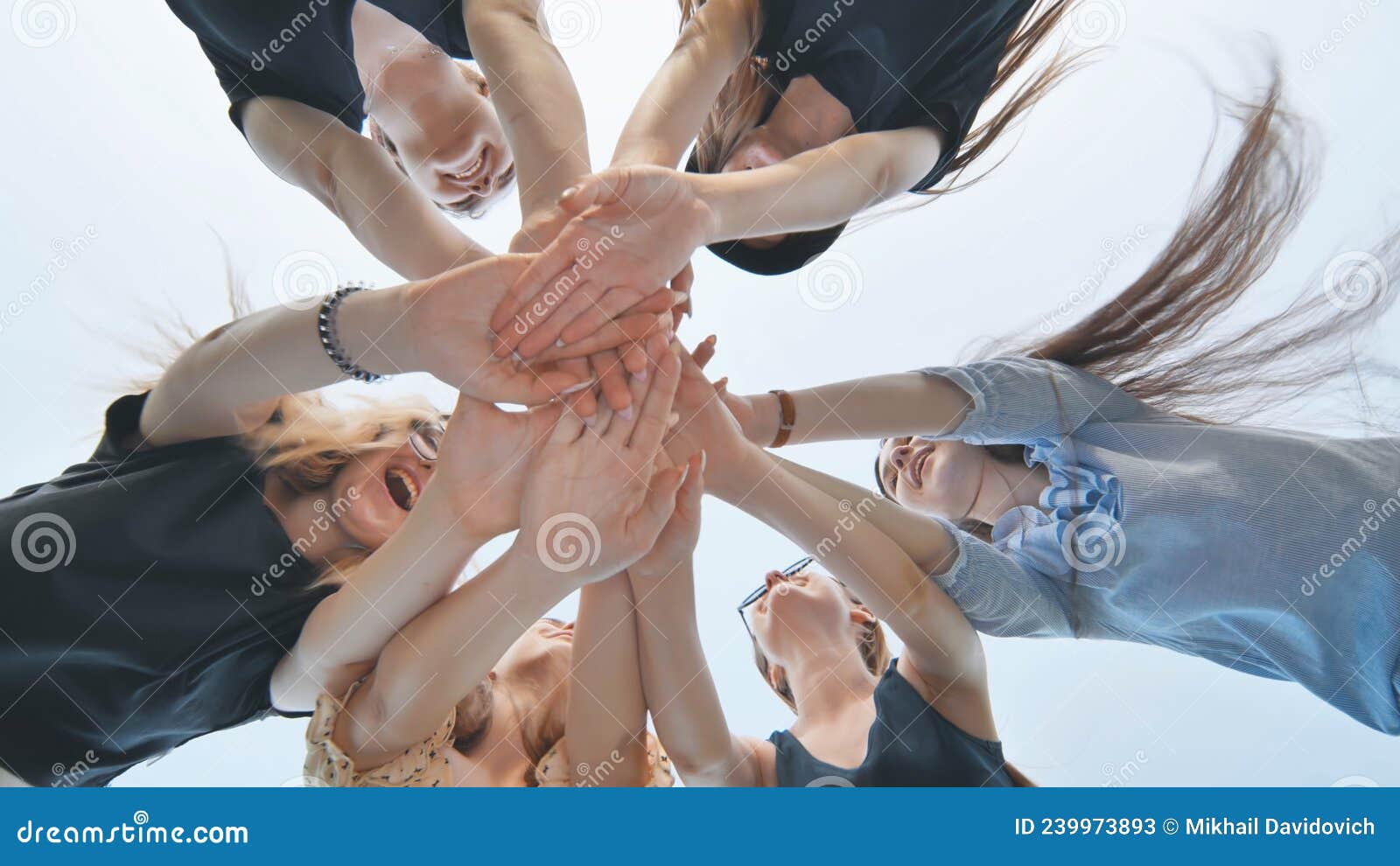 Group of Female Hands Together in the Park. Stock Image - Image of ...