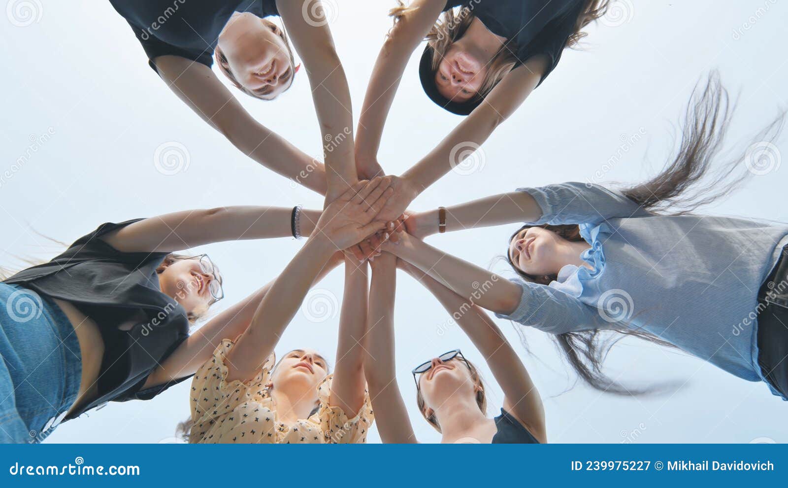 Group of Female Hands Together in the Park. Stock Image - Image of ...