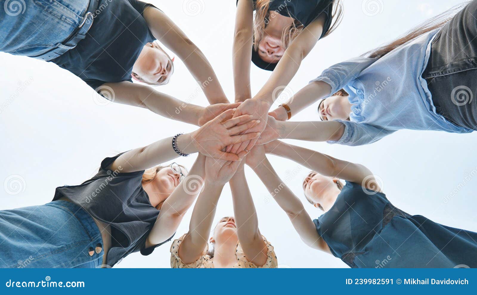Group of Female Hands Together in the Park. Stock Image - Image of ...