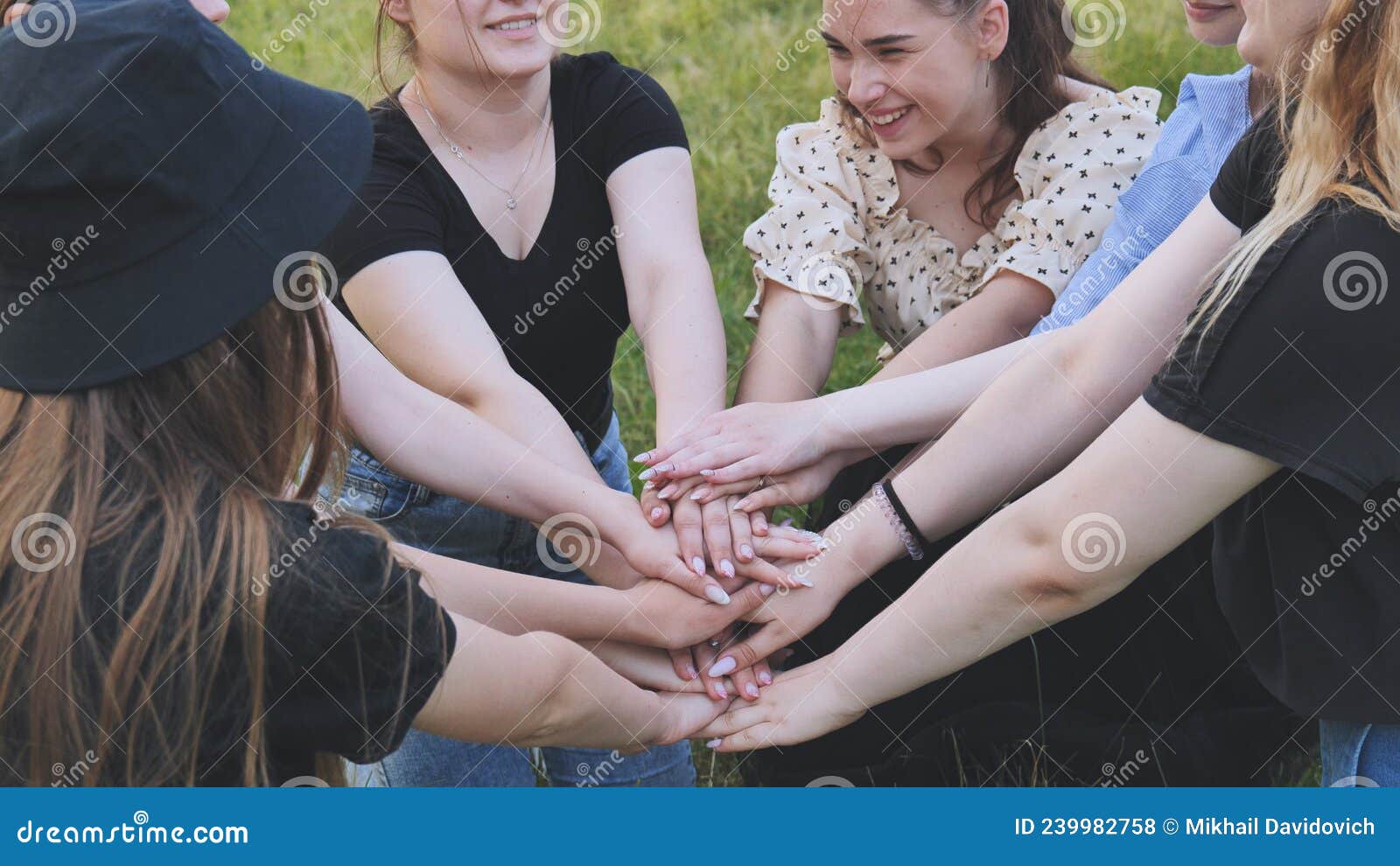 Group of Female Hands Together in the Park. Stock Photo - Image of arms ...