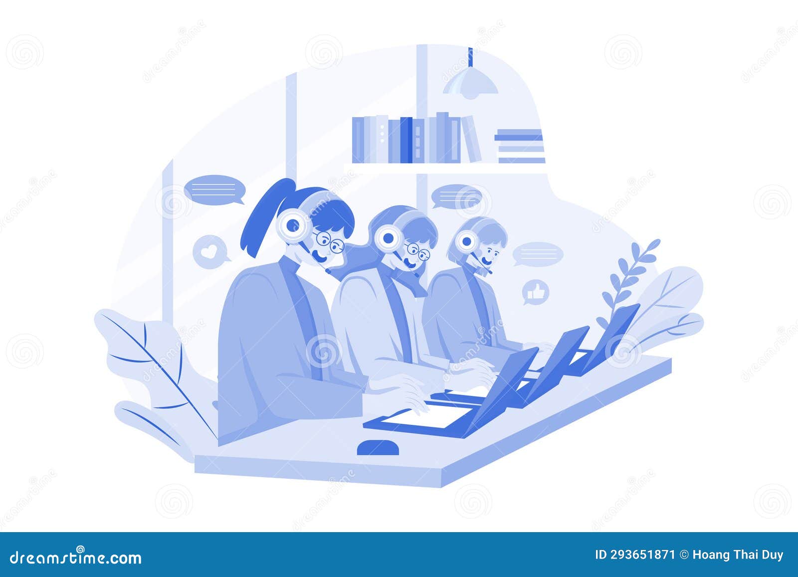 Group of Female Operators Working at Call Center Stock Vector ...