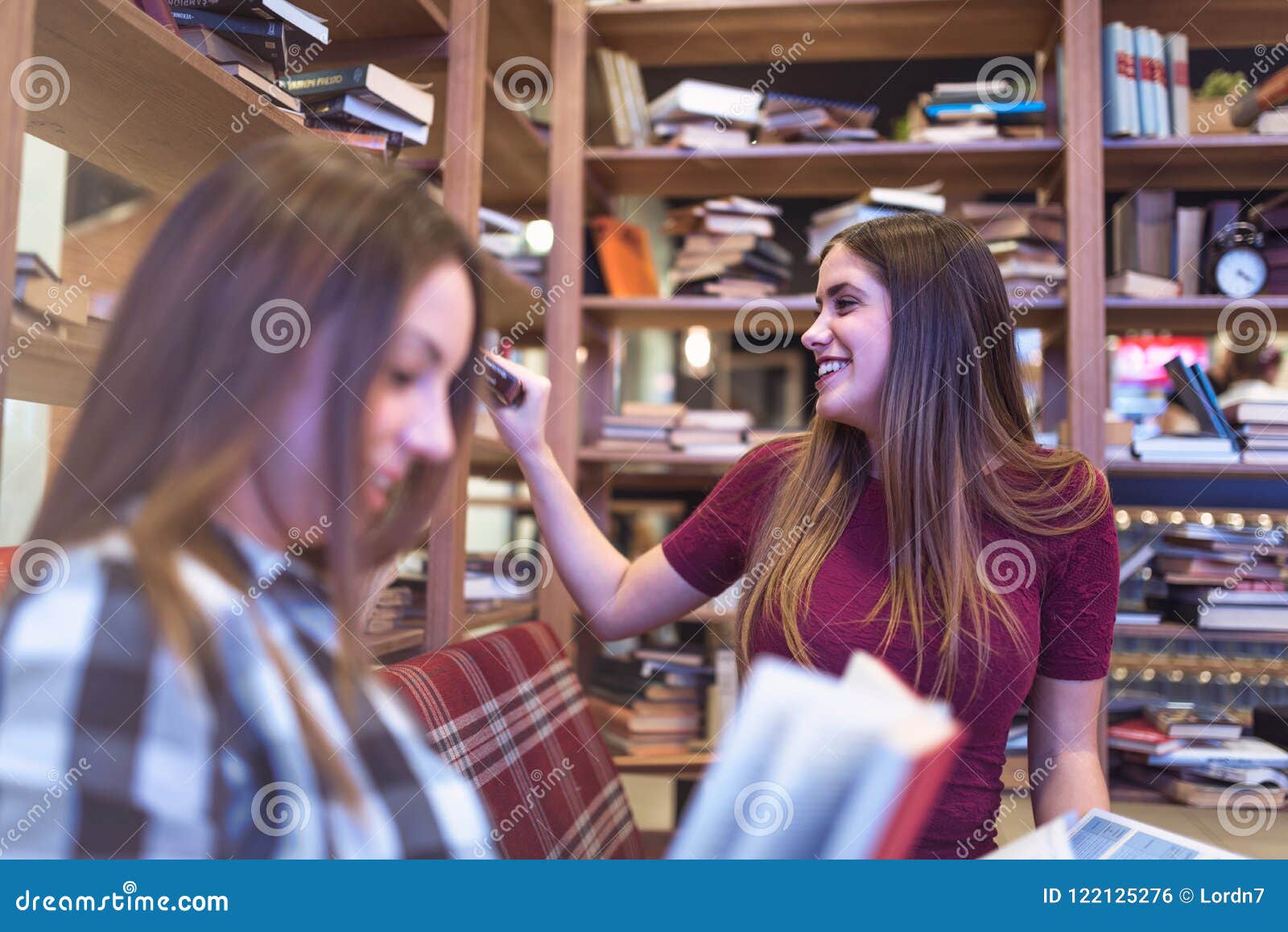 Group of Female Students Working on School Project Stock Photo - Image ...