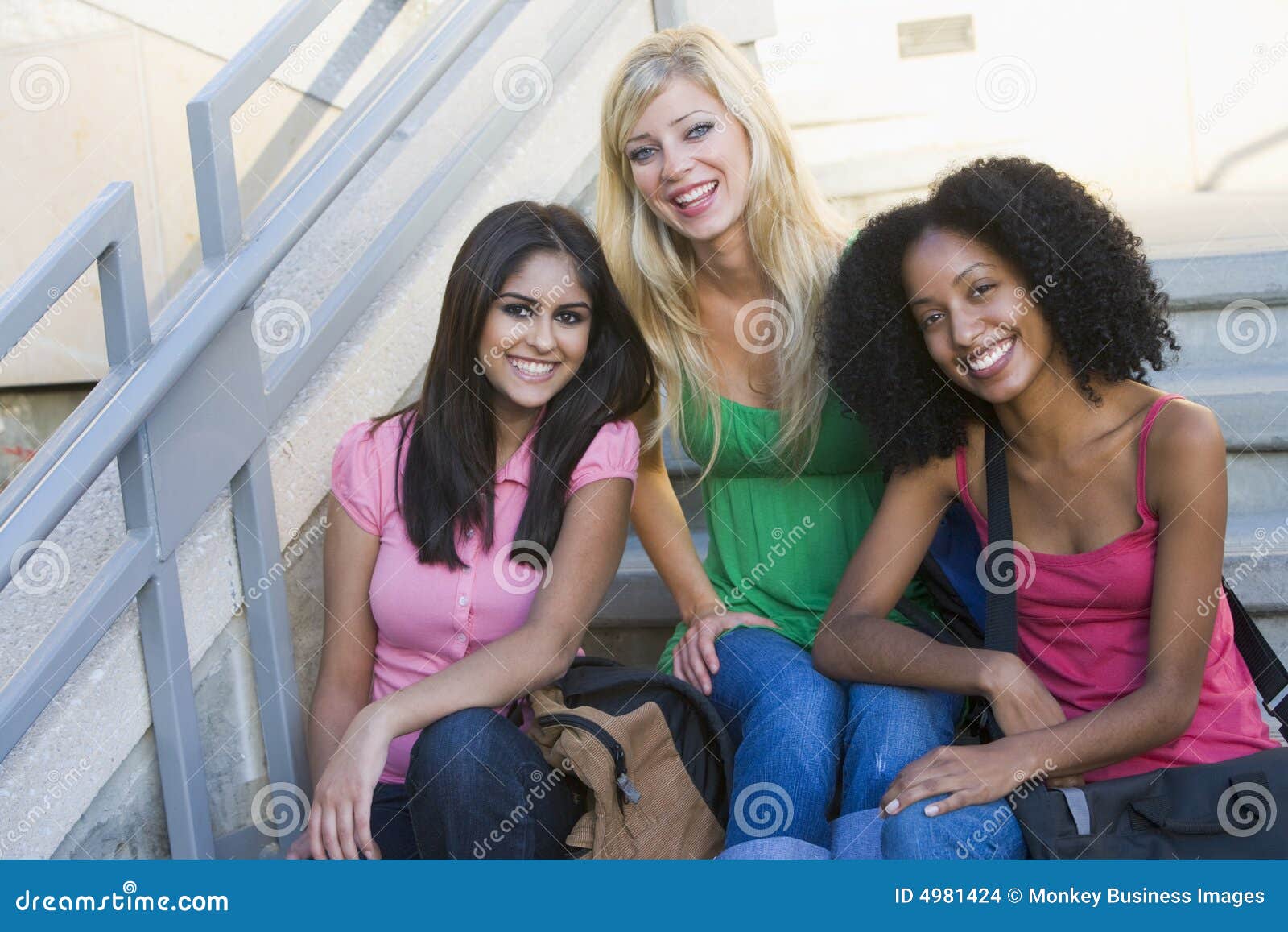 Group of Female University Students on Steps Stock Photo - Image of ...