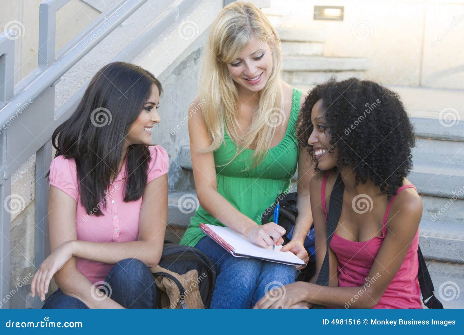 Group of Female University Students on Steps Stock Photo - Image of ...
