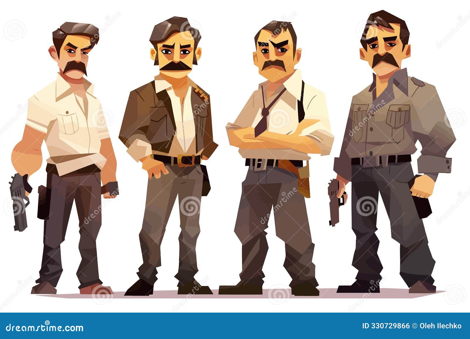 Group of Fictional Narcos Characters Isolated Vector Style Stock Vector ...