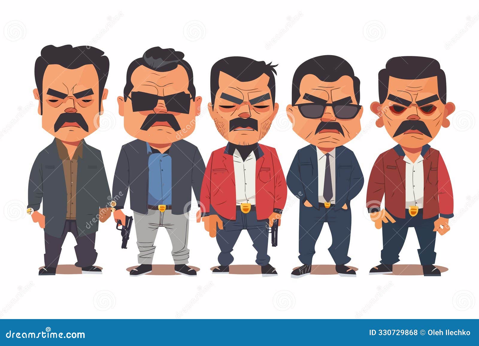 Group of Fictional Narcos Characters Isolated Vector Style Stock Vector ...