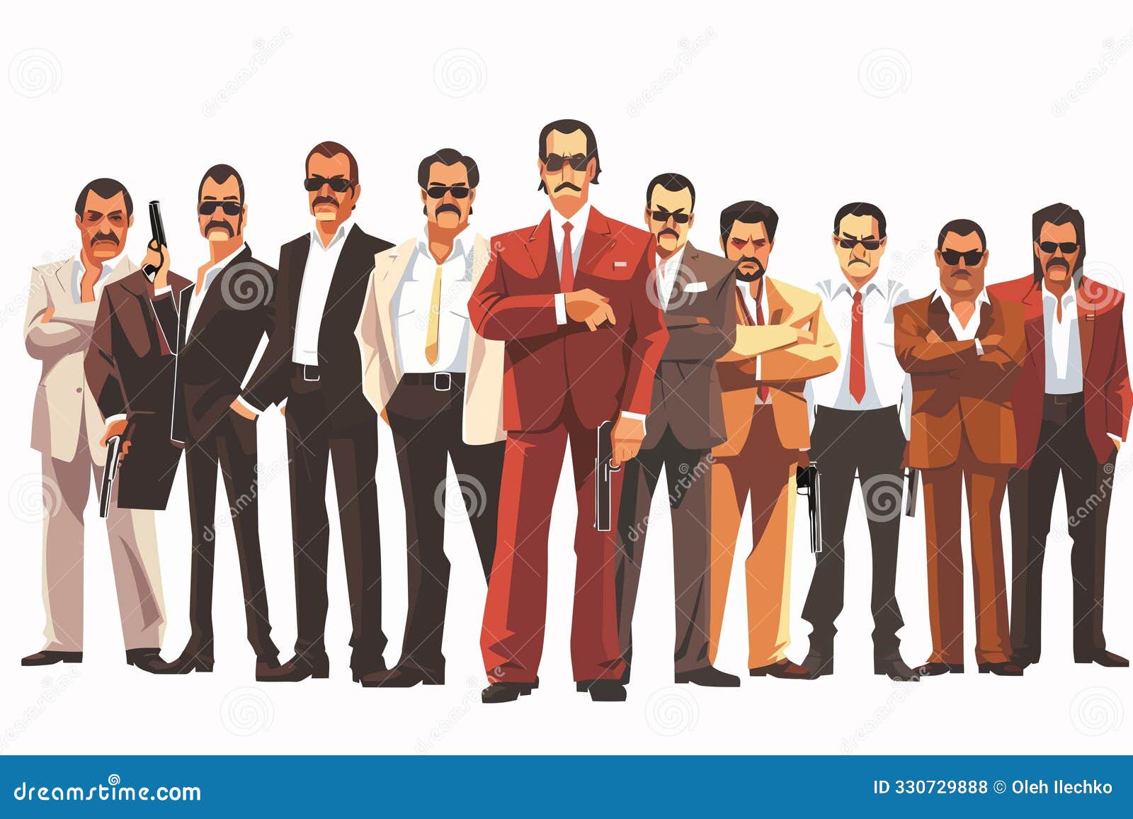 Group of Fictional Narcos Characters Isolated Vector Style Stock Vector ...