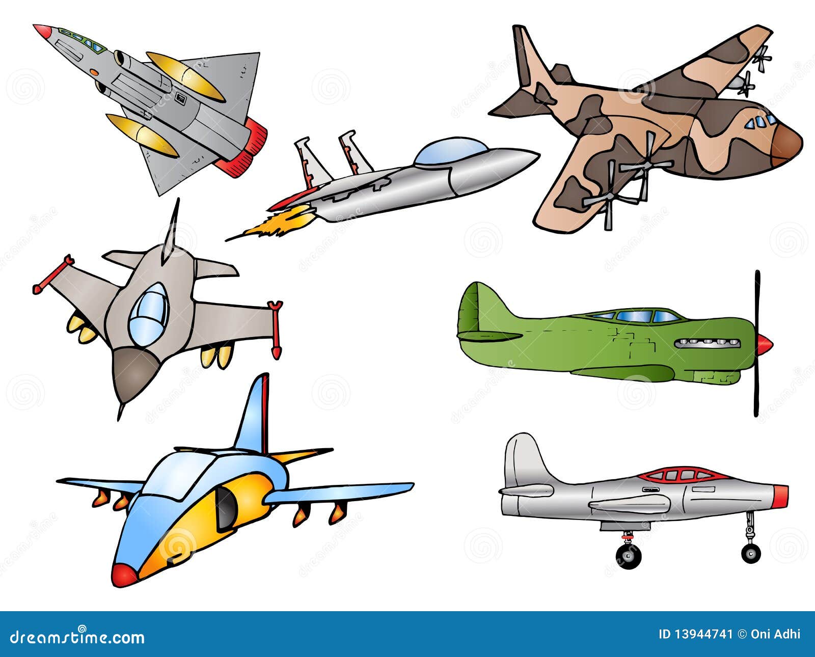 Group Of Fighter Jet Plane Illustration Royalty-Free Stock Photo ...