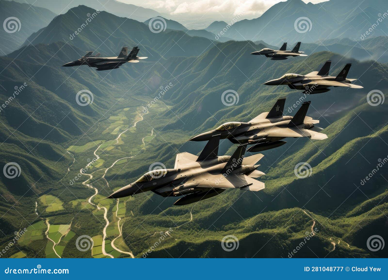 A Group of Fighter Jets Flying through the Sky Stock Image - Image of ...