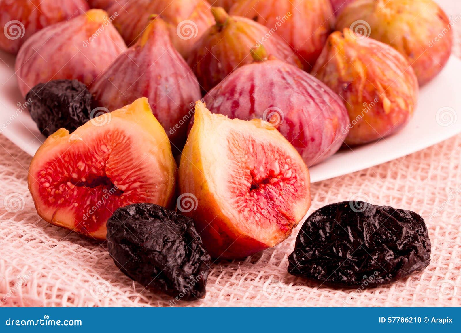 Group of Figs and Plums in a White Plate Stock Photo - Image of plum ...