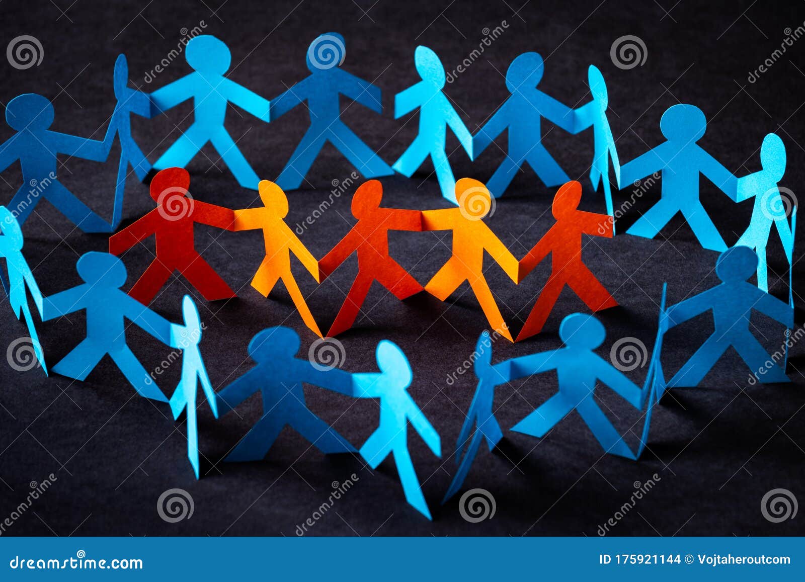 Group of Figures of One Color Surrounded by Figures by Another Color ...