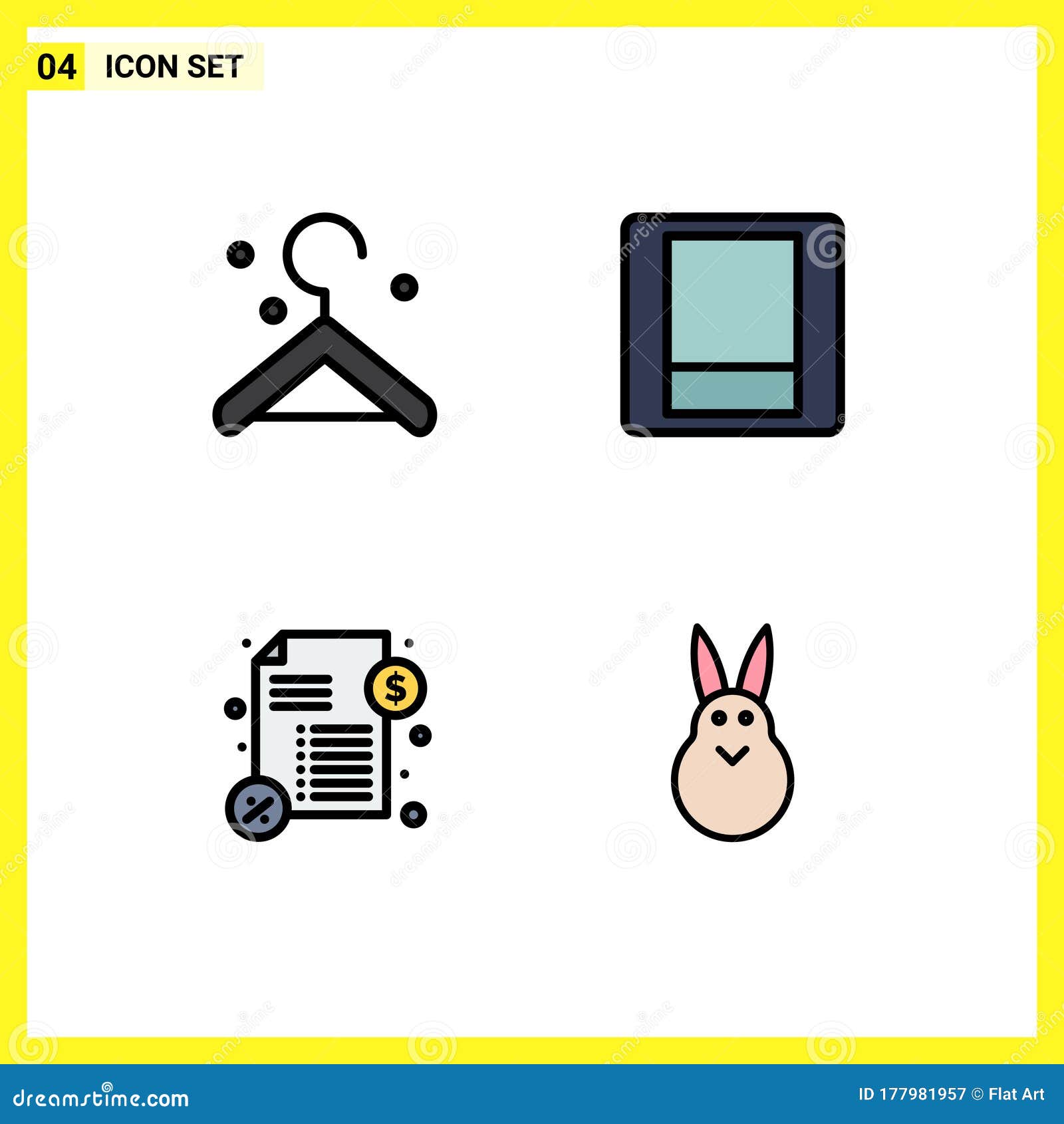 Group of 4 Filledline Flat Colors Signs and Symbols for Clothes, Easter ...