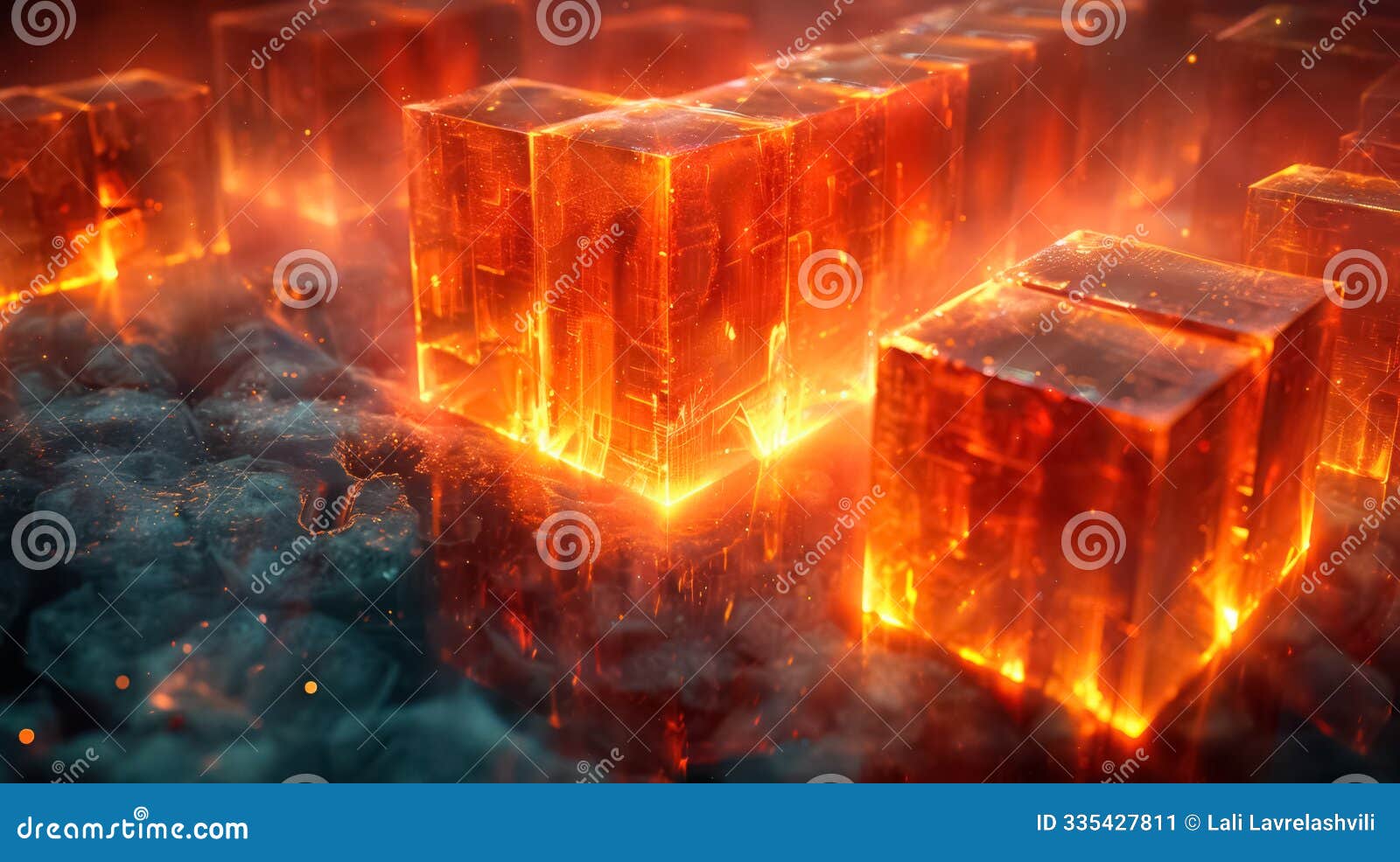A Group of Fire Blocks. the Concept of Space Stock Illustration ...