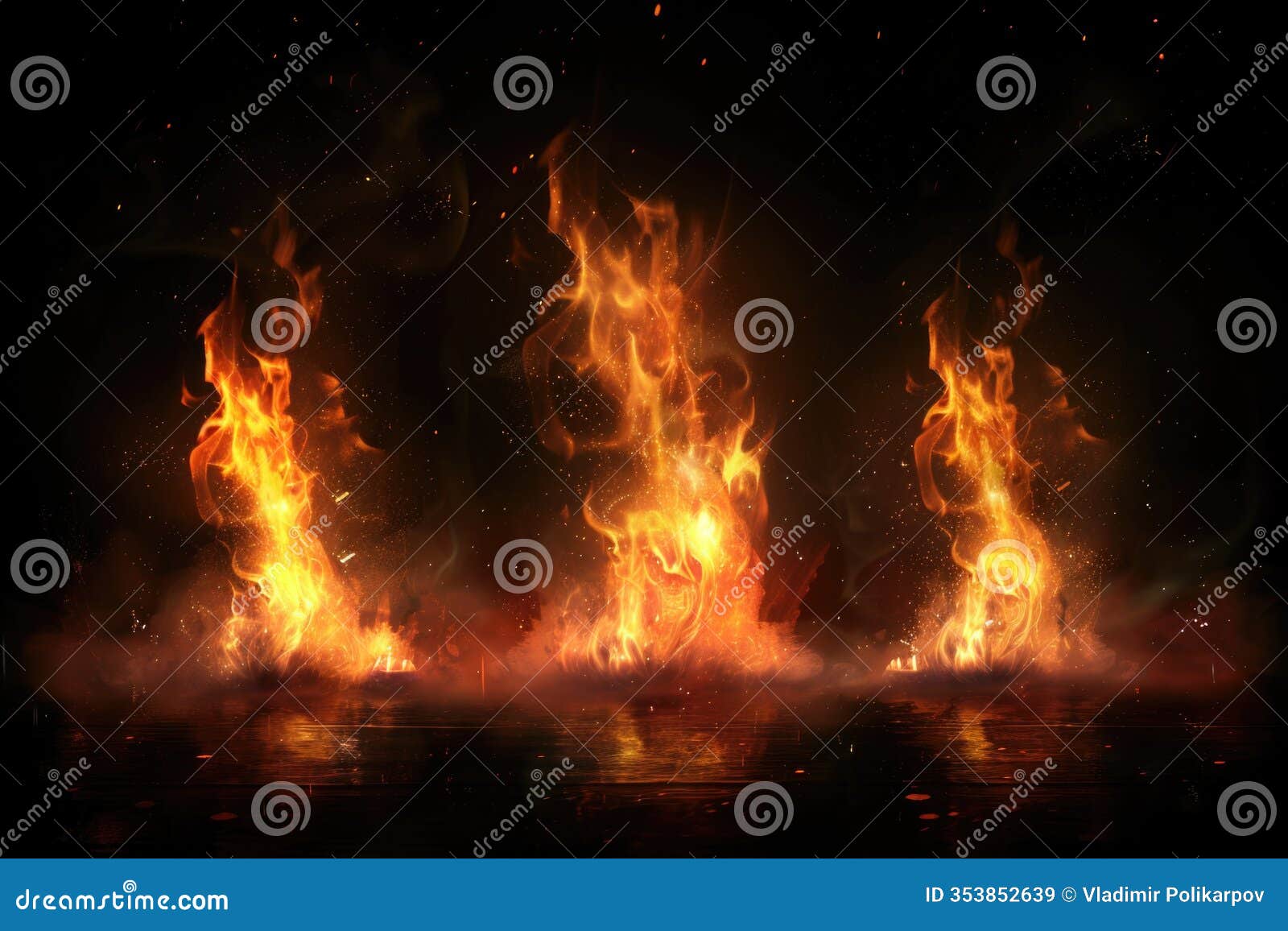 A Group of Fire Flames on a Dark, Dramatic Background. Perfect for ...