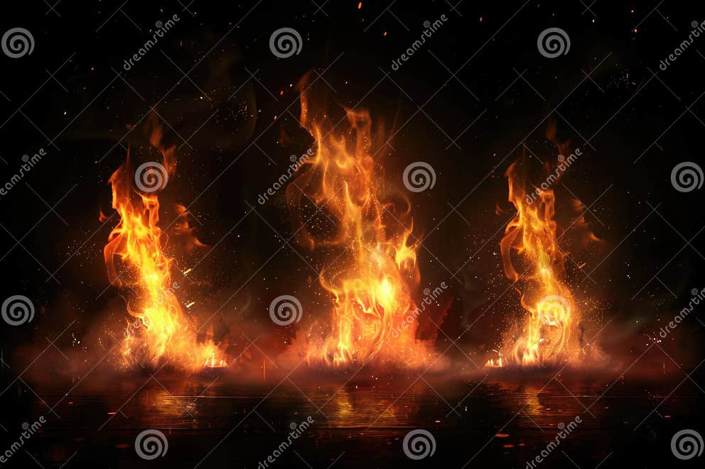 A Group of Fire Flames on a Dark, Dramatic Background. Perfect for ...