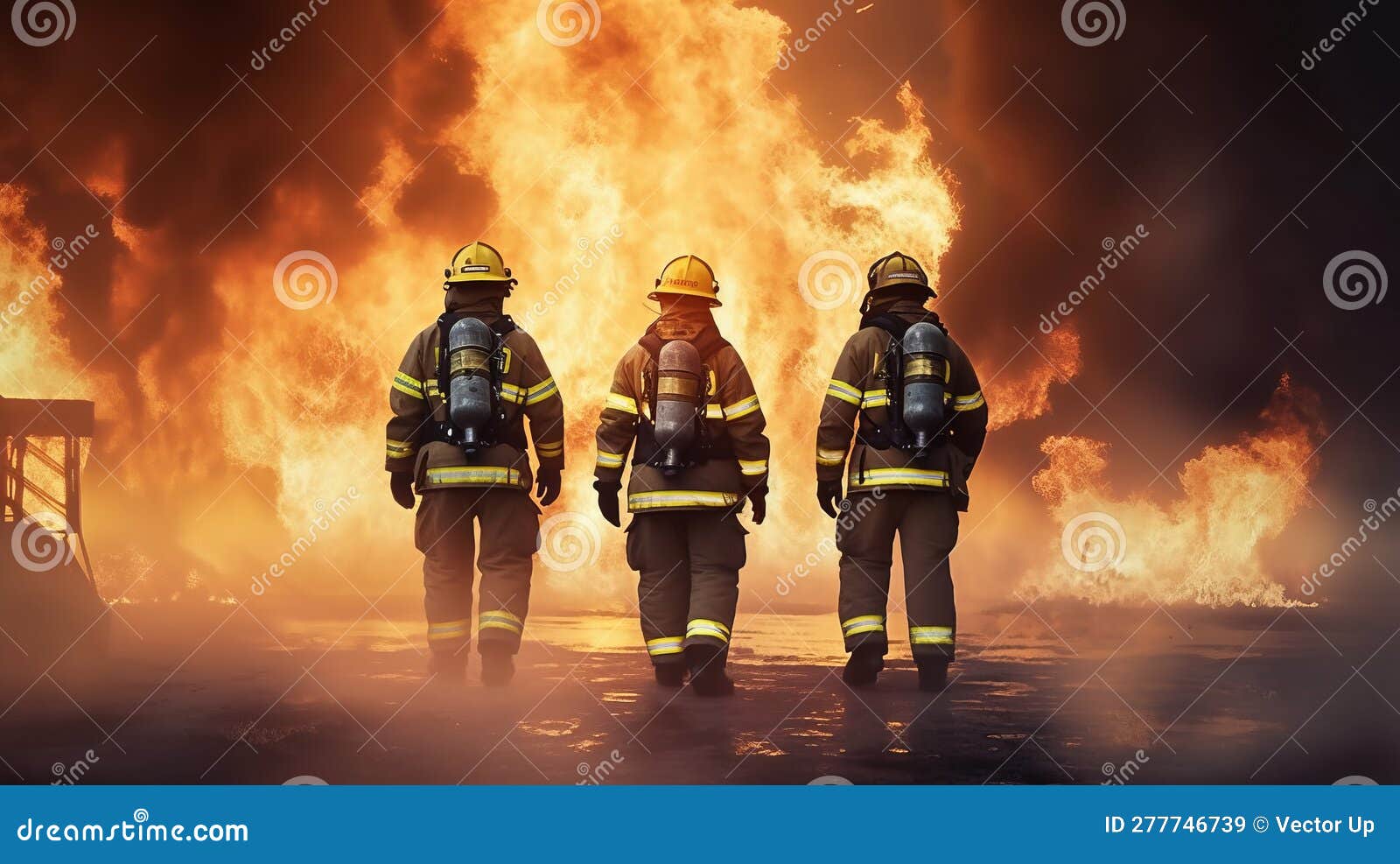 Group of Firefighters Fighting a Fire they are. Generative AI Stock ...