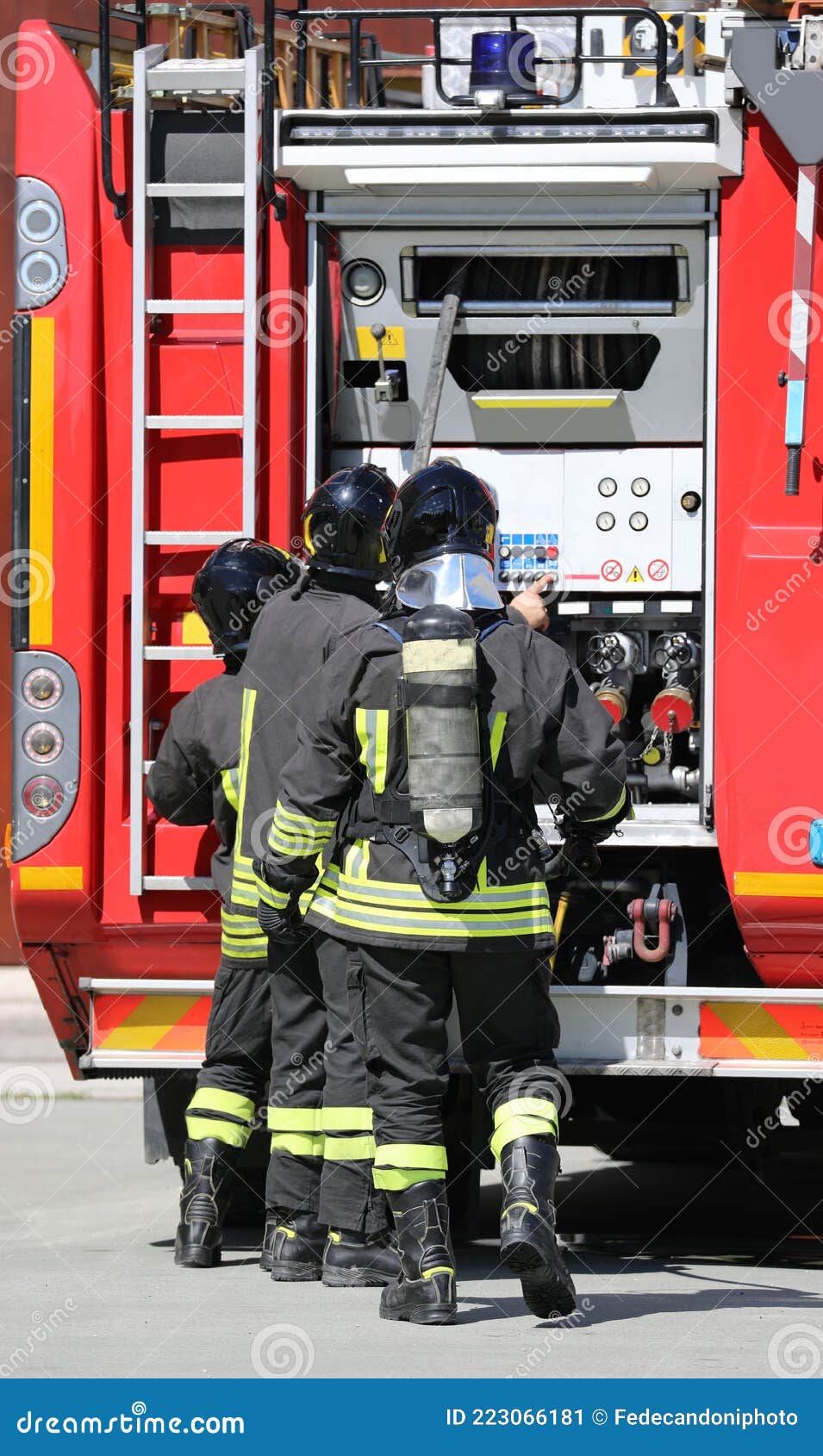 Teamwork of firefighters stock image. Image of rescue - 223066181