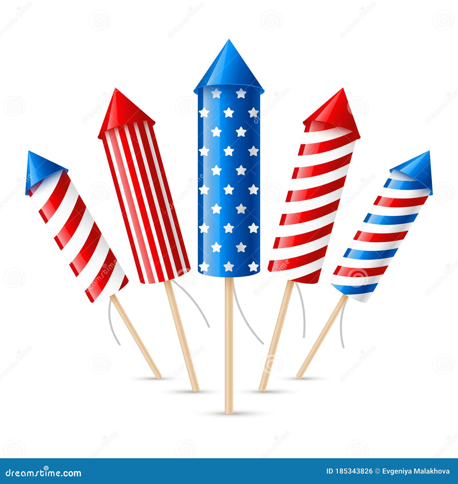 Group of Firework Rockets for Independence Day Design Stock Vector ...