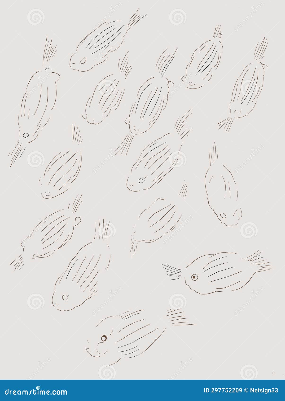 A Group of Fish Drawn on a White Background - Floating Fish Stock ...