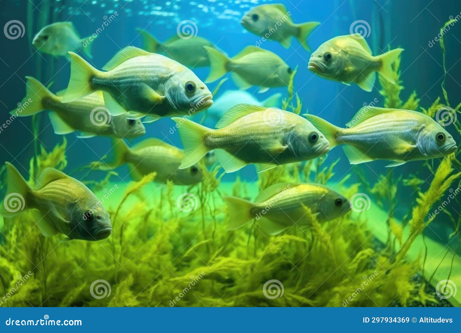 A Group of Fish Nibbling on Underwater Algae Stock Image - Image of ...