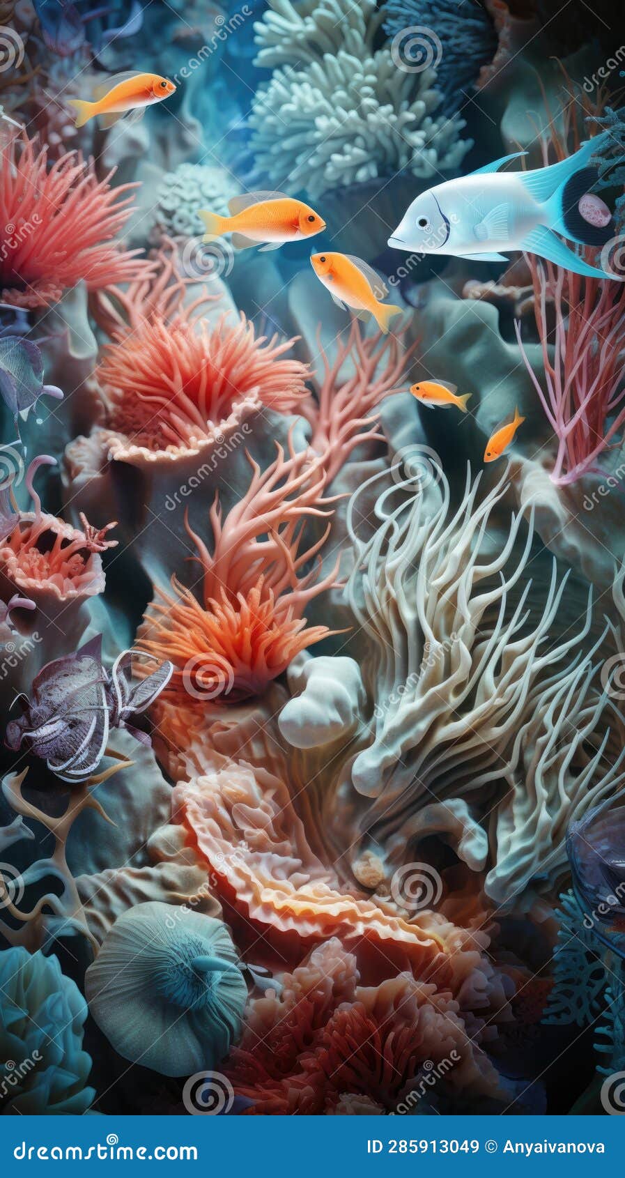 A Group of Fish Swimming in an Aquarium. Stock Illustration ...