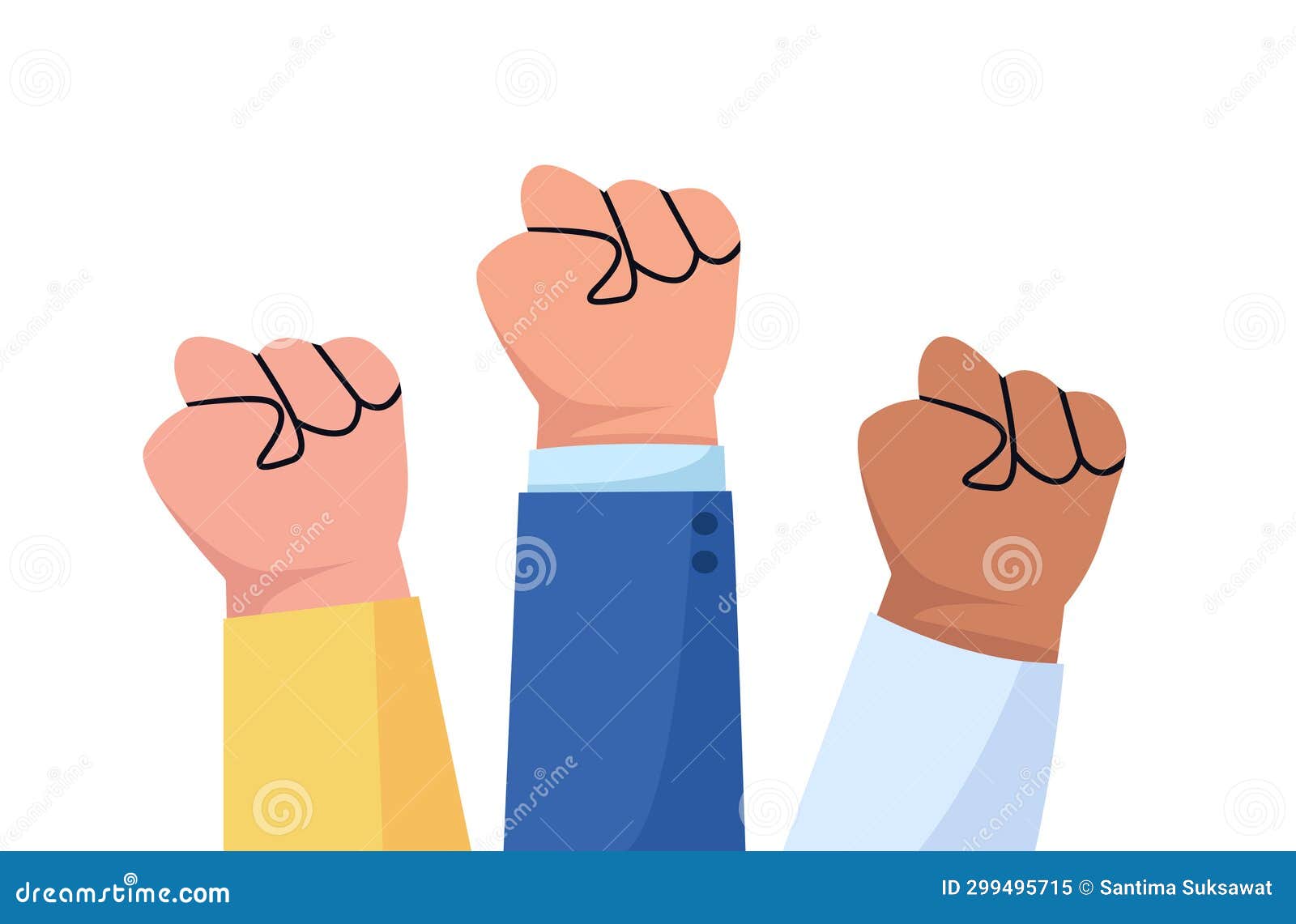 Group of Fists Raised Up in Air Vector Illustration Stock Illustration ...