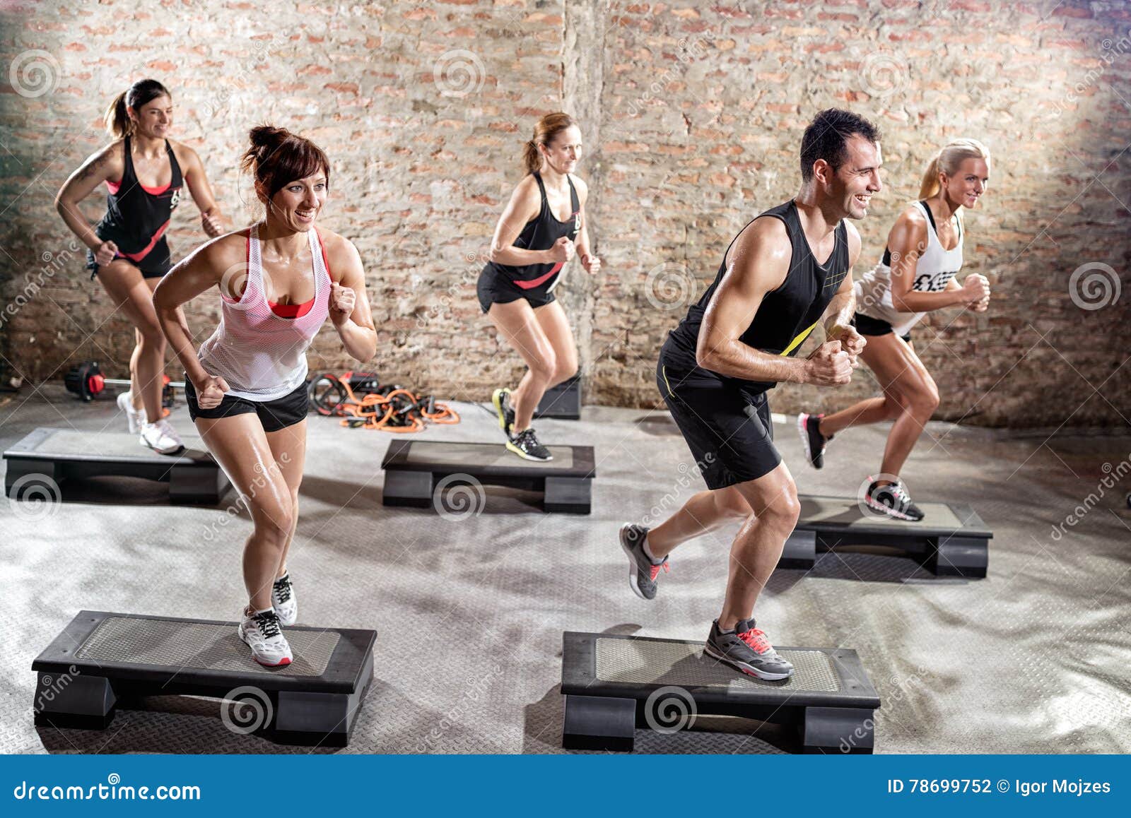Group of Fit People Practicing on Steeper Stock Photo - Image of cardio ...