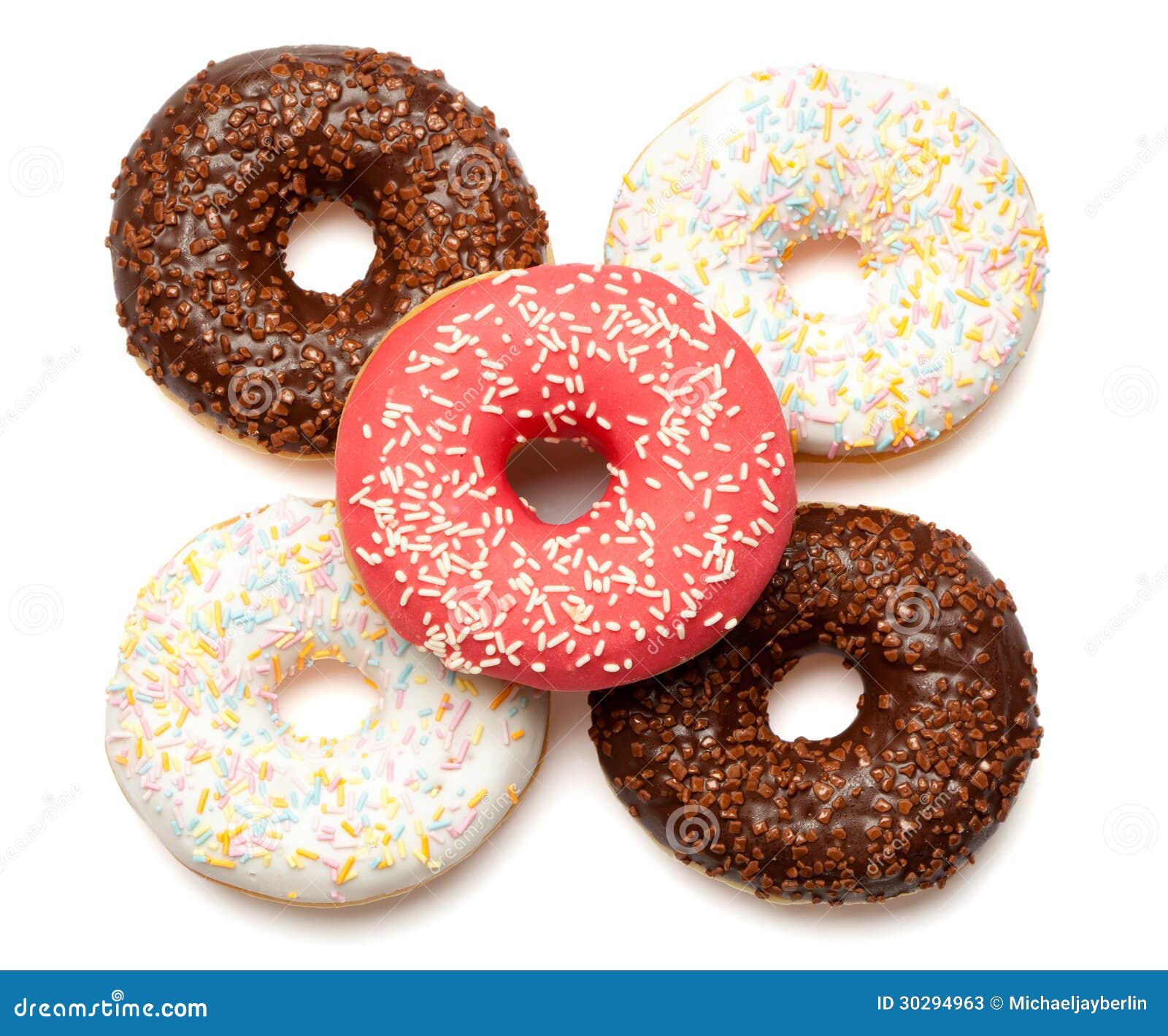White, Red and Brown Donuts Stock Image - Image of color, dessert: 30294963