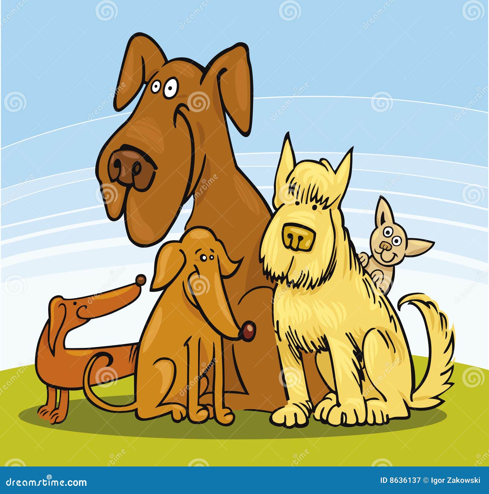 Group of five Dogs stock vector. Illustration of graphic - 8636137