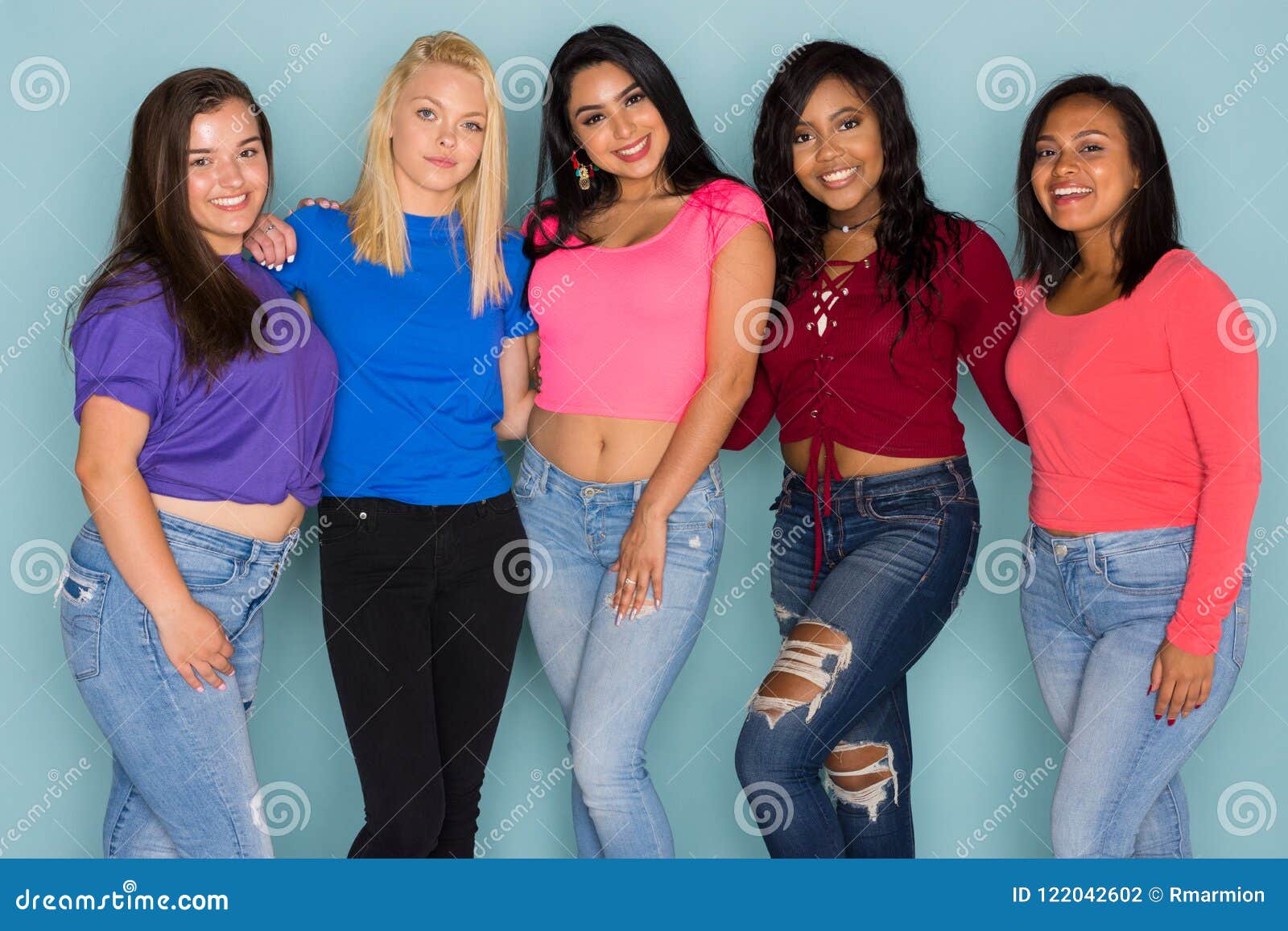 Group of Five Female Friends Stock Photo - Image of young, happy: 122042602