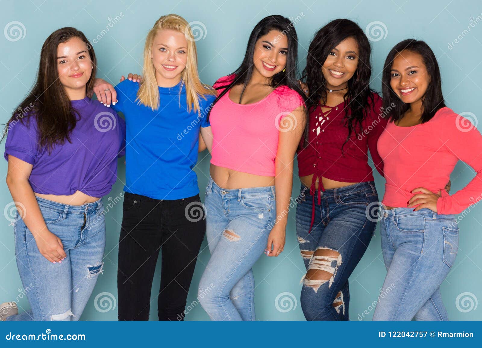 Group of Five Female Friends Stock Image - Image of black, young: 122042757