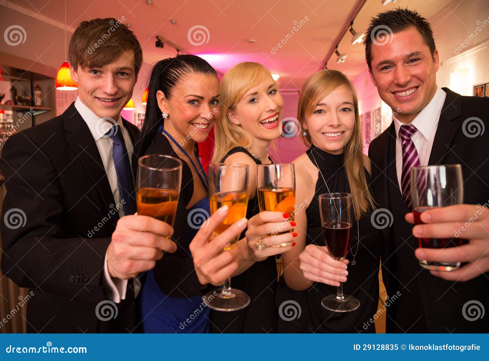 A Group of Five Friends Celebrating Stock Image - Image of celebration ...