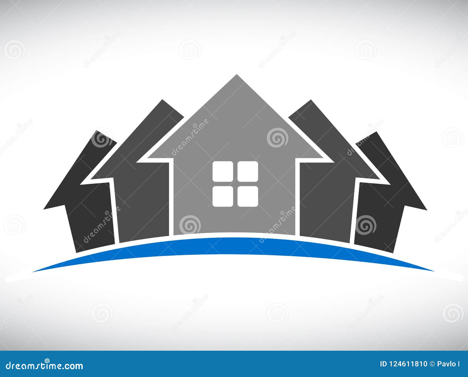Group of Five House Logo - Vector Stock Illustration - Illustration of ...