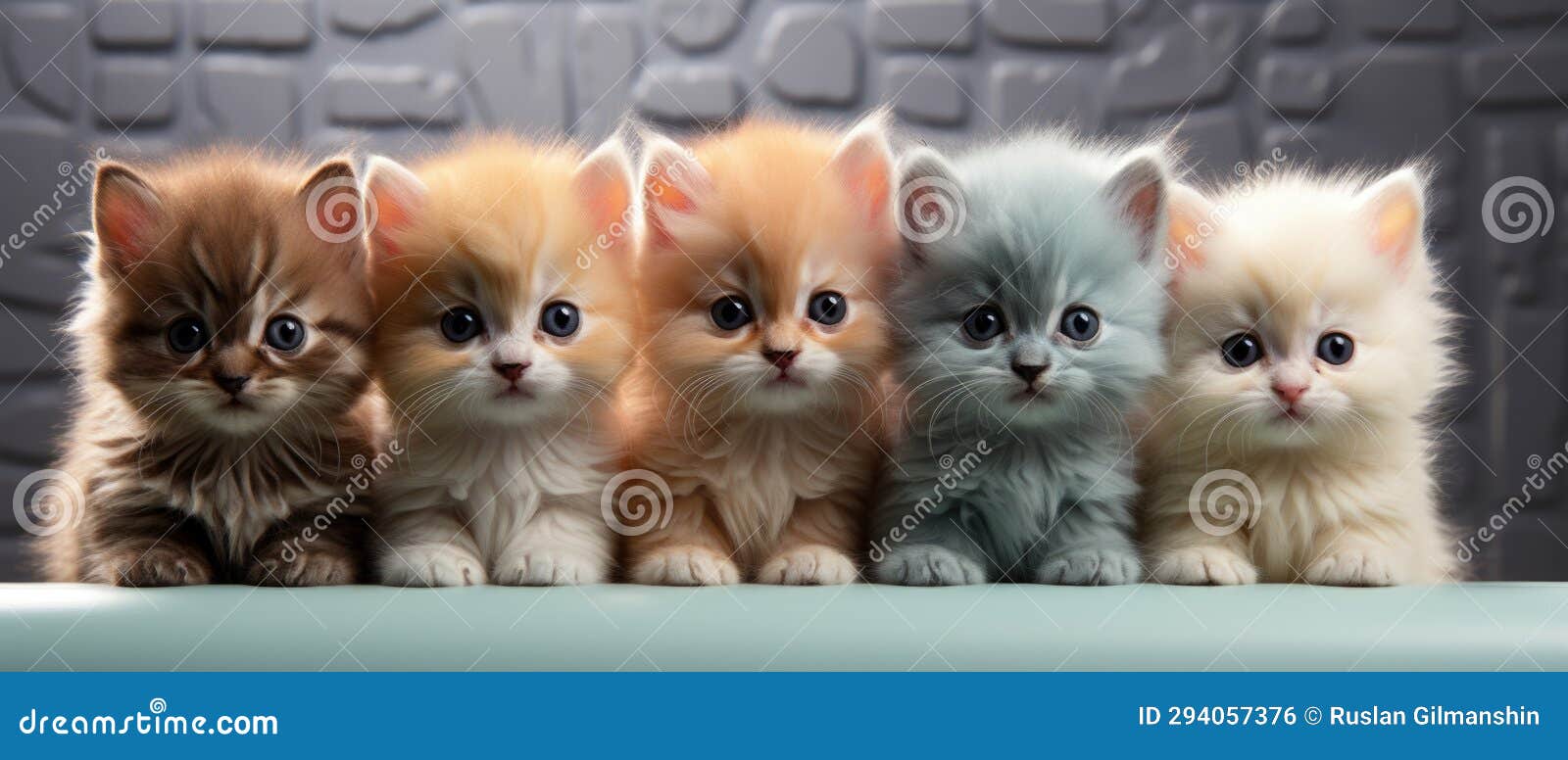 Group of Five Little Kittens Stock Illustration - Illustration of ...
