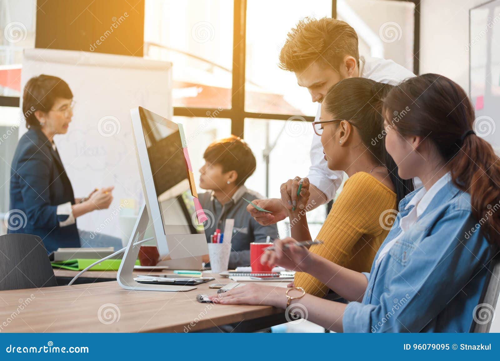 Group of Five Multi Generation of Creative Work Place, Modern St Stock ...