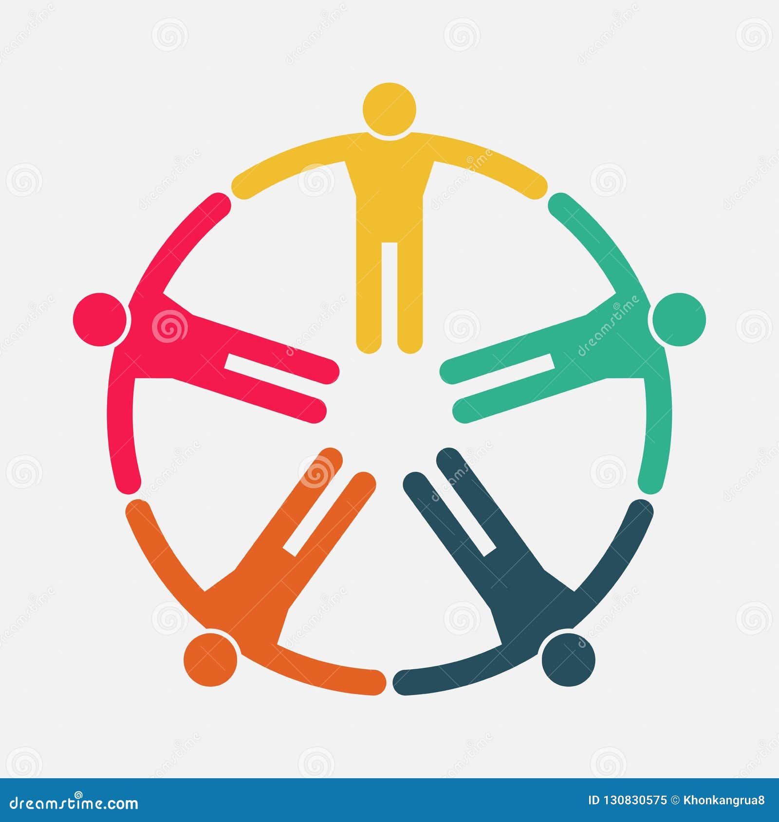 Group Of Five People In A Circle.Teamwork Meeting.people Are Meeting In ...