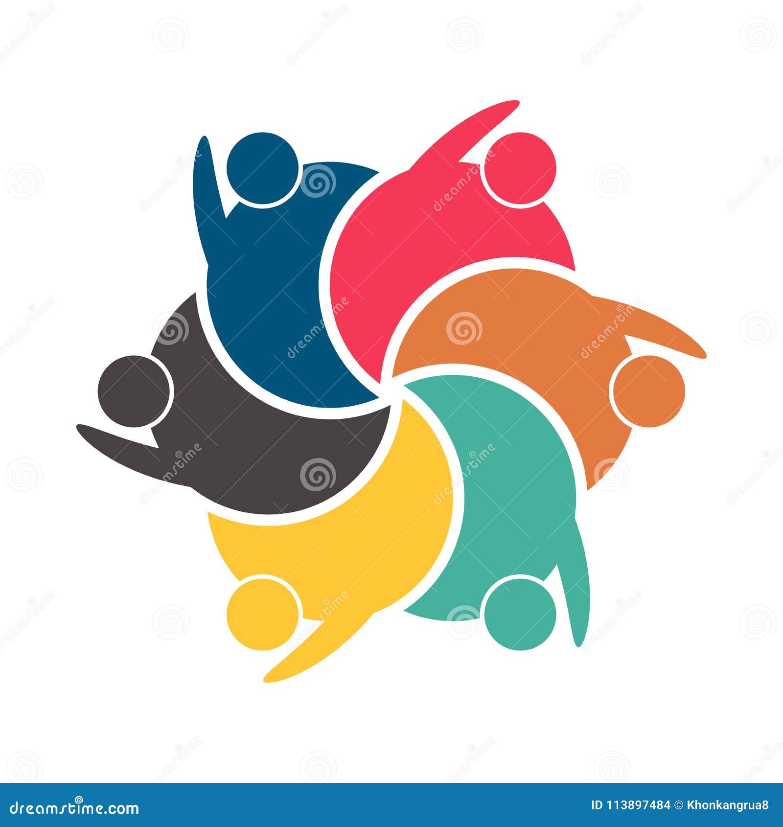 Group of Five People in a Circle.Teamwork Meeting.people are Meeting in ...