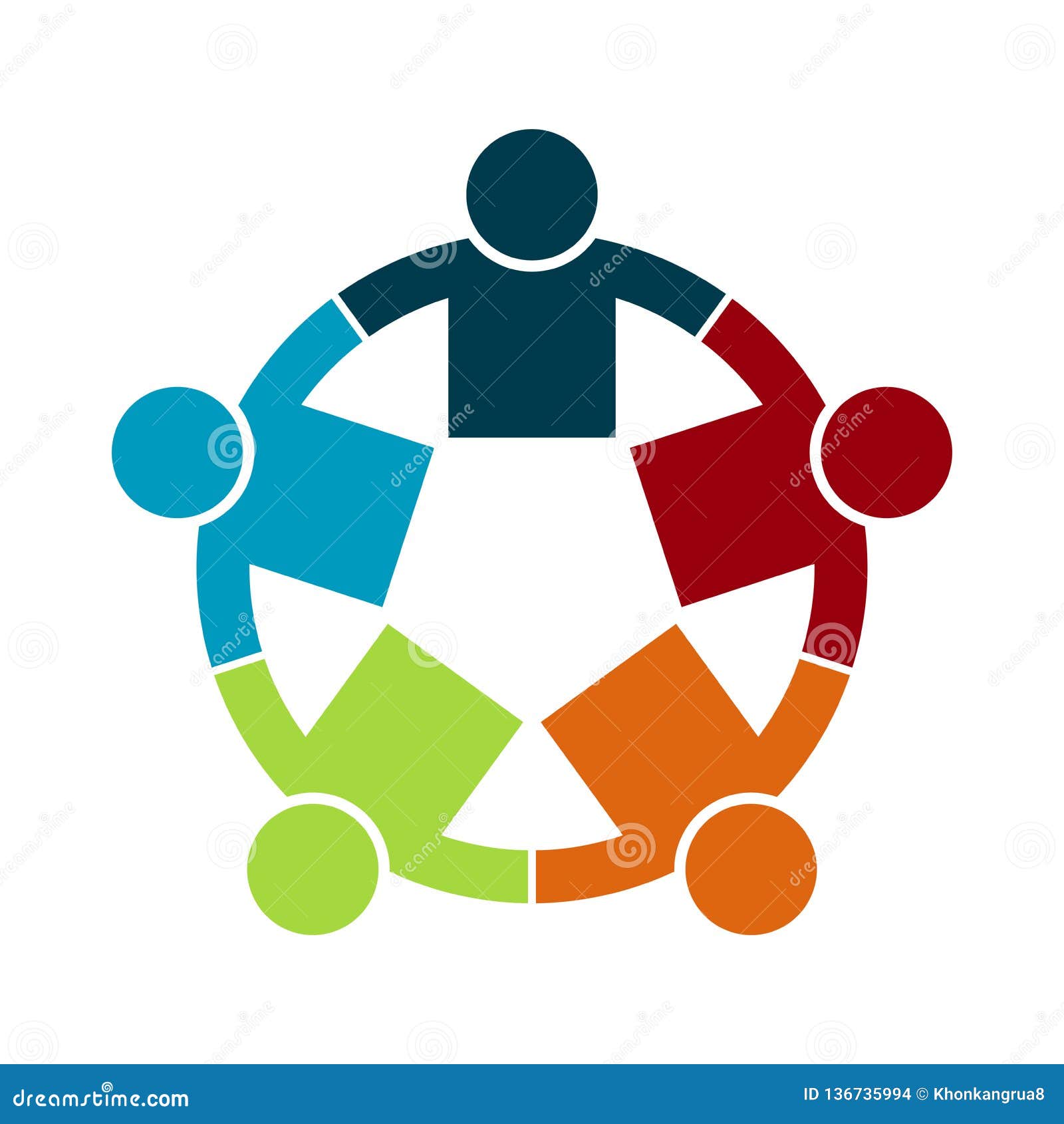 Group of Five People in a Circle.Teamwork Meeting.people are Meeting in ...
