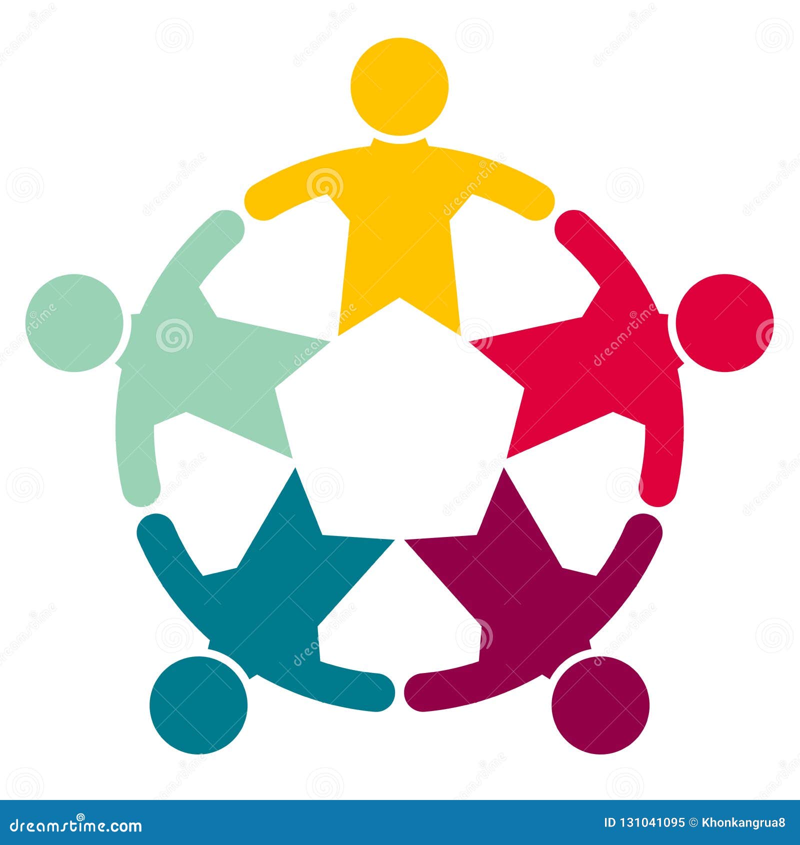 Group Of Five Business Persons Walking In The Park Back To Office ...