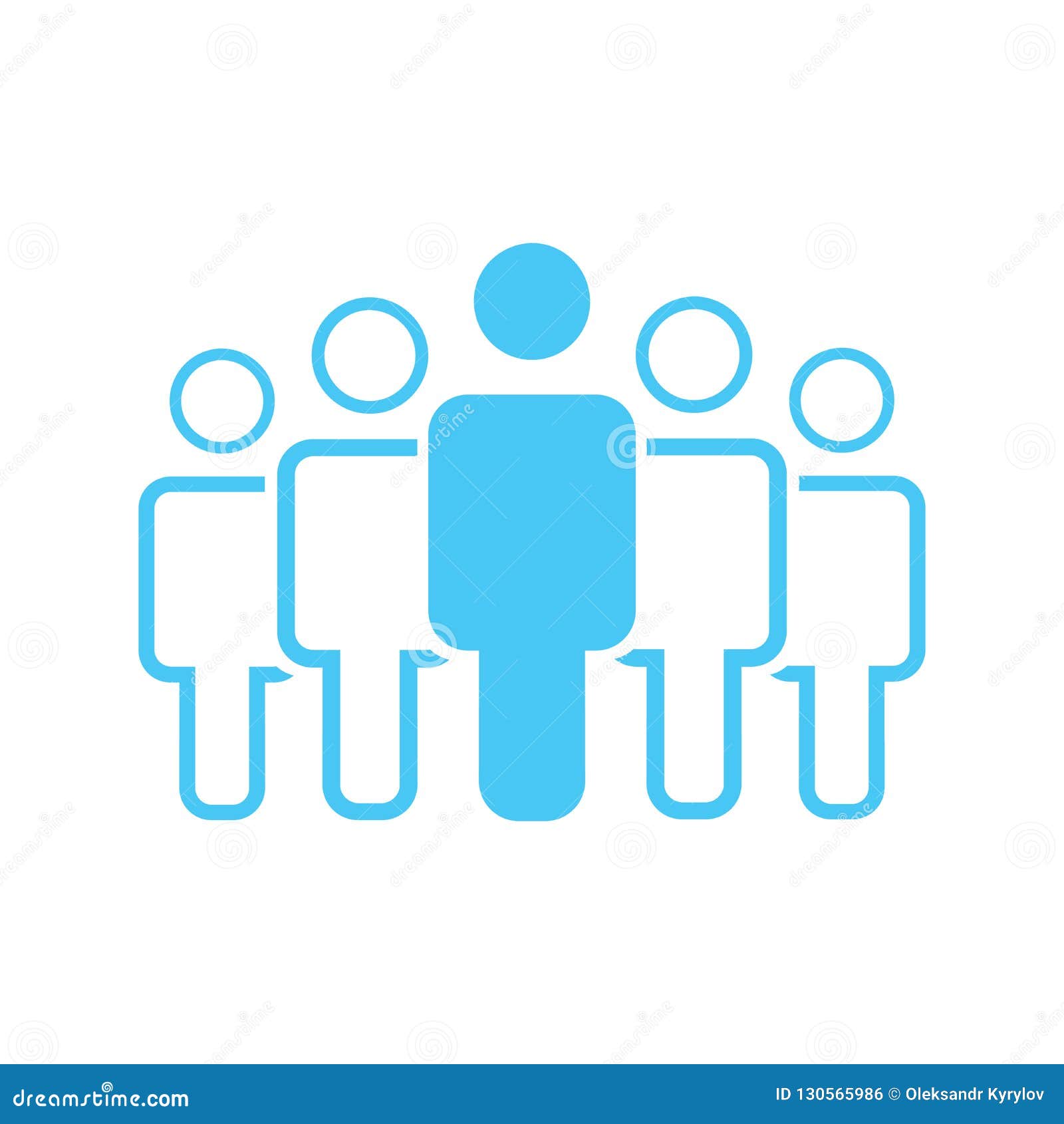 Group of Five People or Group of Users Standing Flat Vector Icon for ...