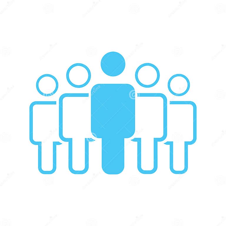 Group of Five People or Group of Users Standing Flat Vector Icon for ...